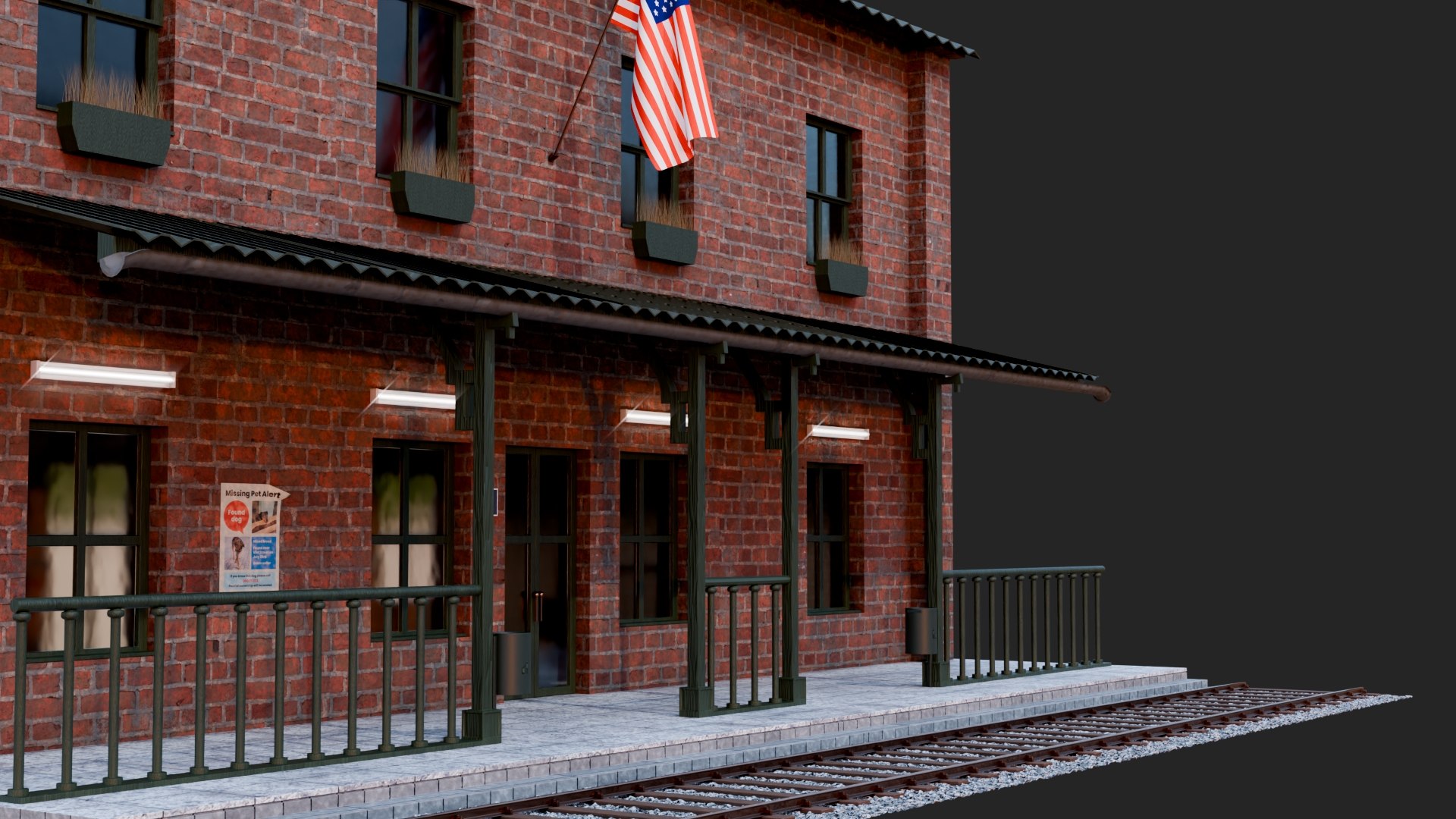 3D Countryside American Train Station Model - TurboSquid 2317406