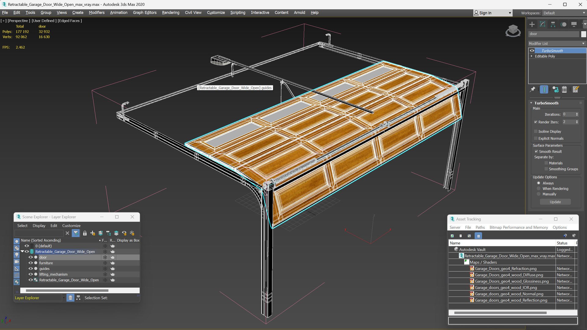 Retractable Garage Door Wide Open 3D - TurboSquid 2326768