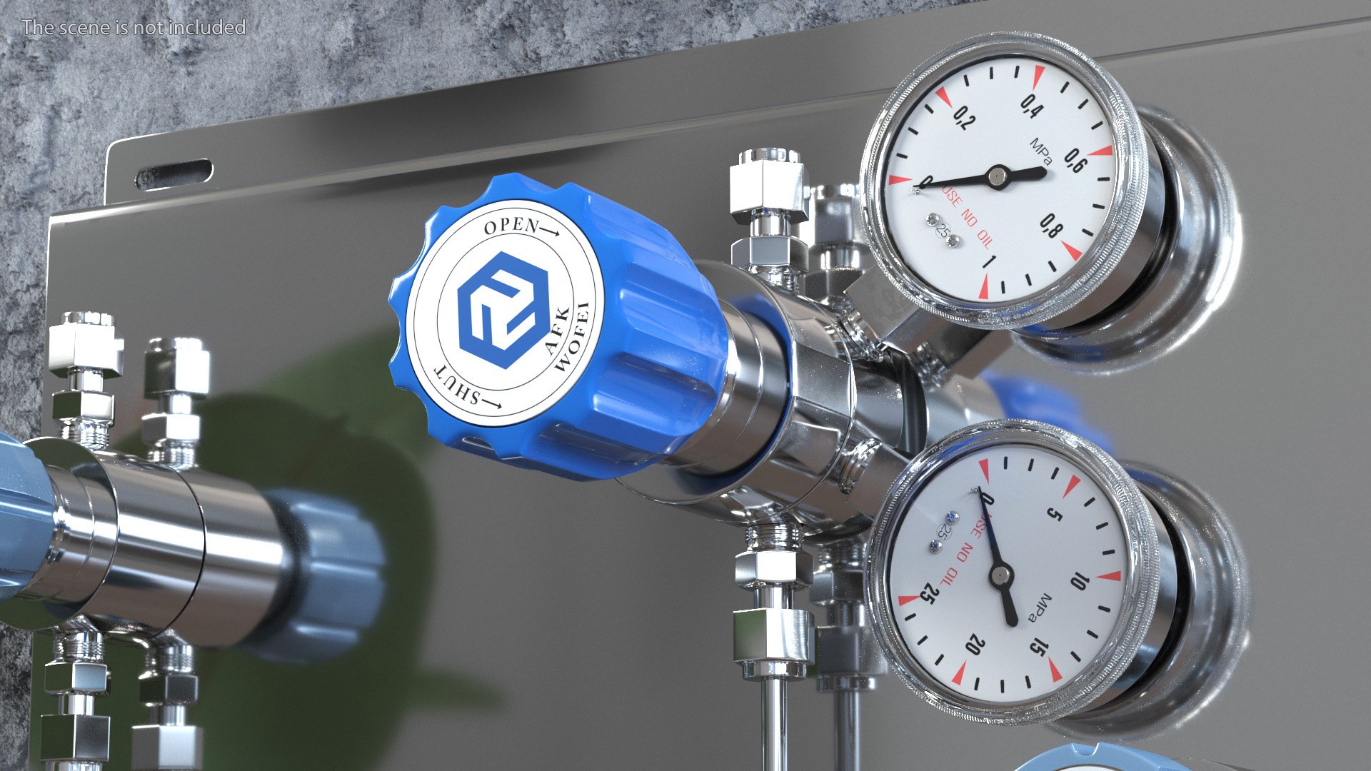 AFK Regulator High Pressure Gas Two Gauges 3D Model - TurboSquid 1956078