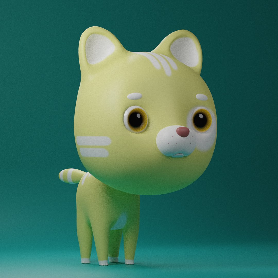 3D cartoon character cat model - TurboSquid 1992670
