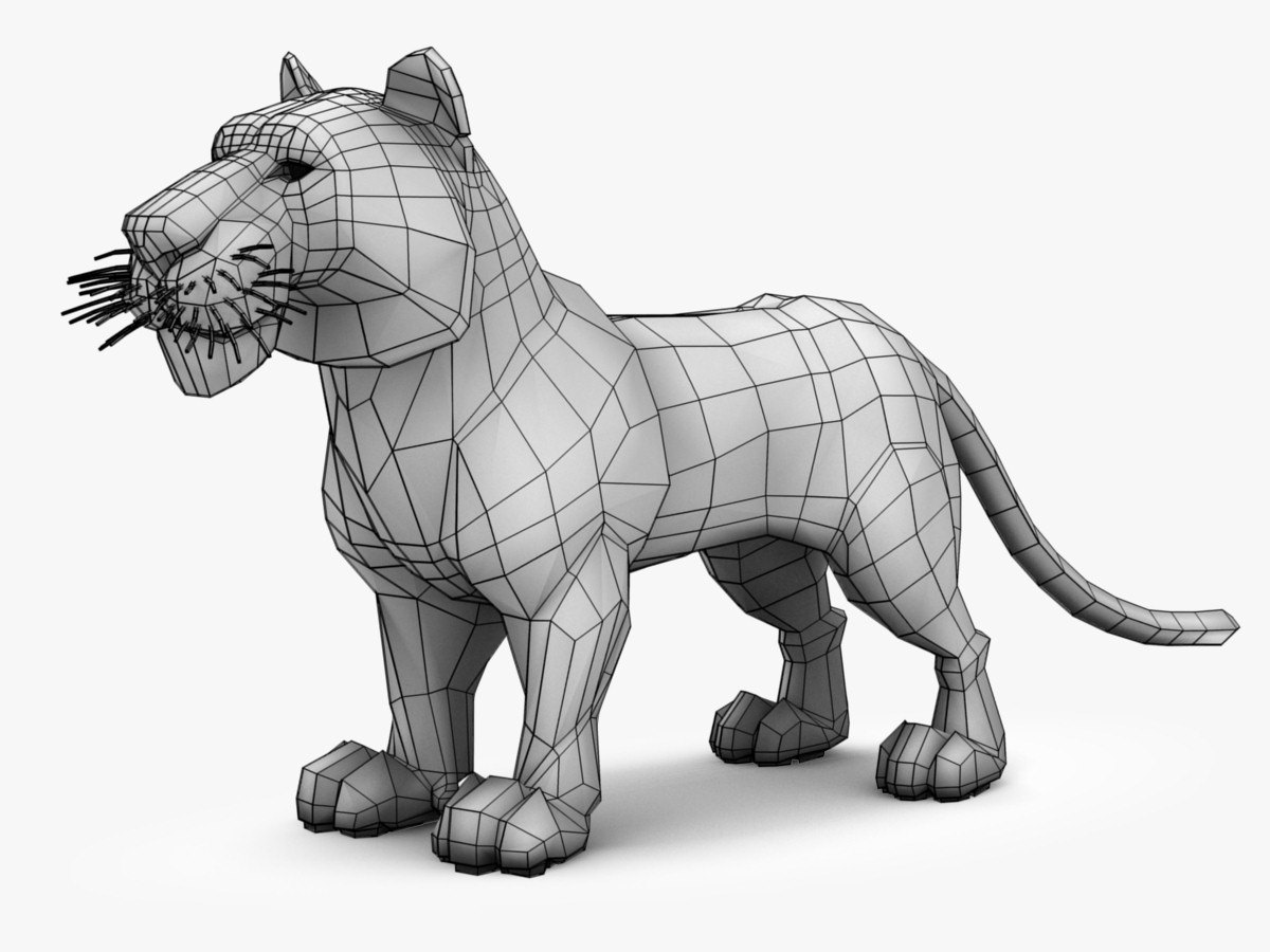 cartoon tiger 3d obj