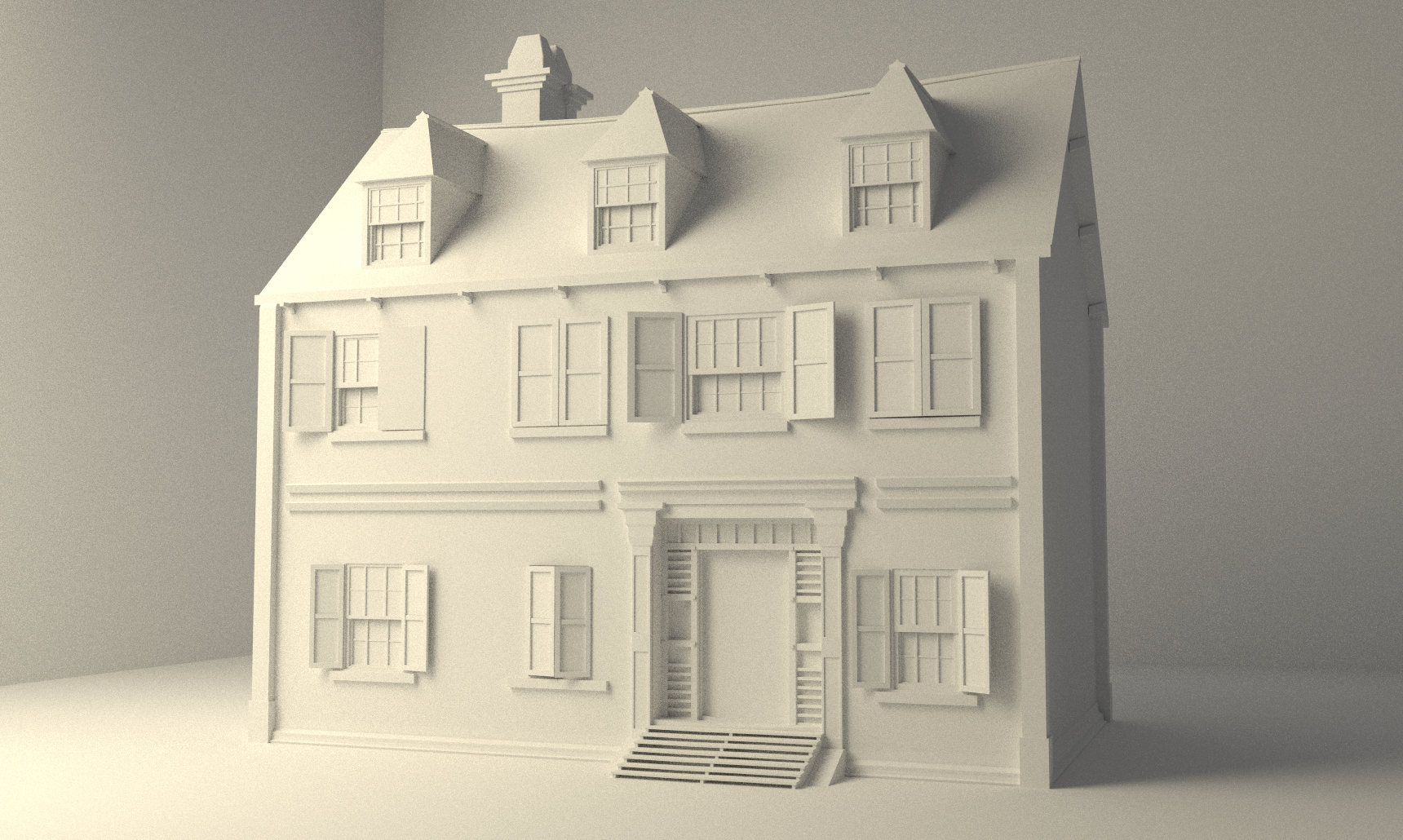 3d old american house model