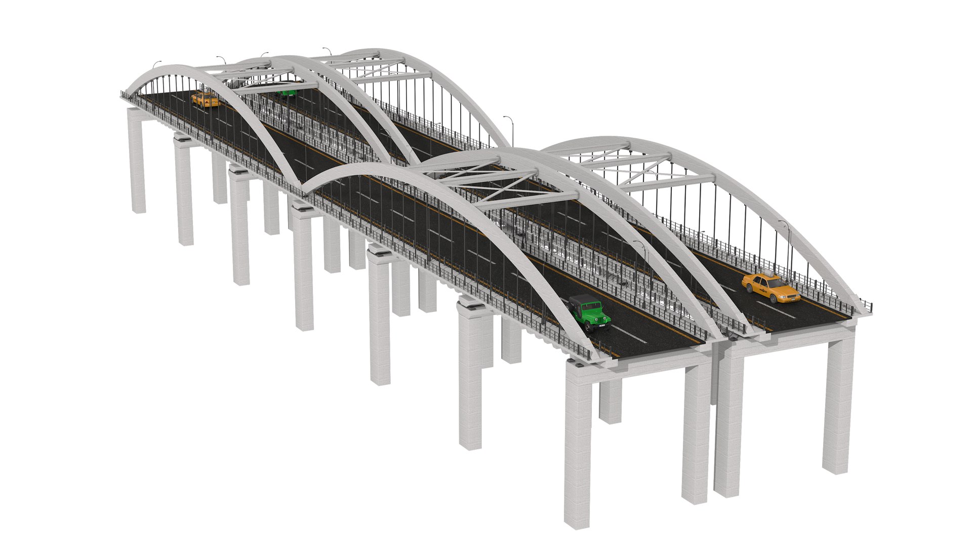 Two Lane Bridge And Cars 3D - TurboSquid 2400448