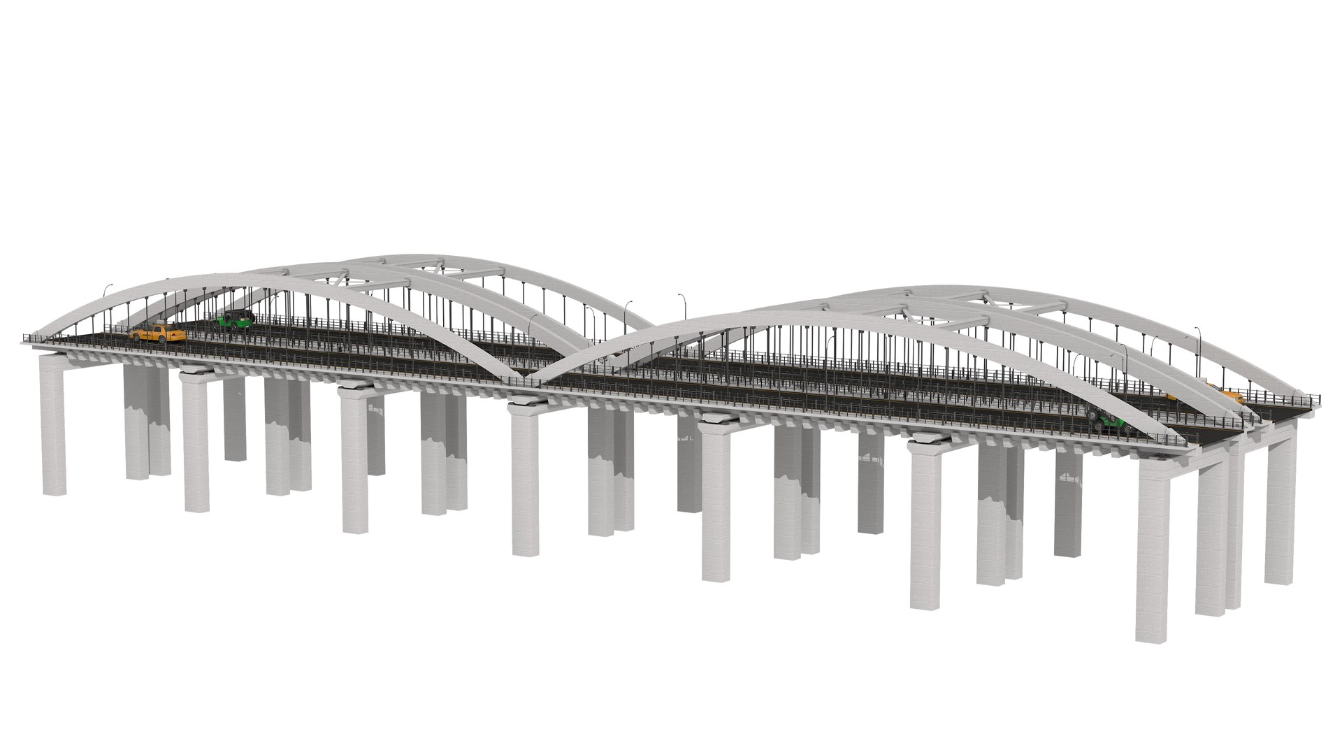 Two Lane Bridge And Cars 3D - TurboSquid 2400448