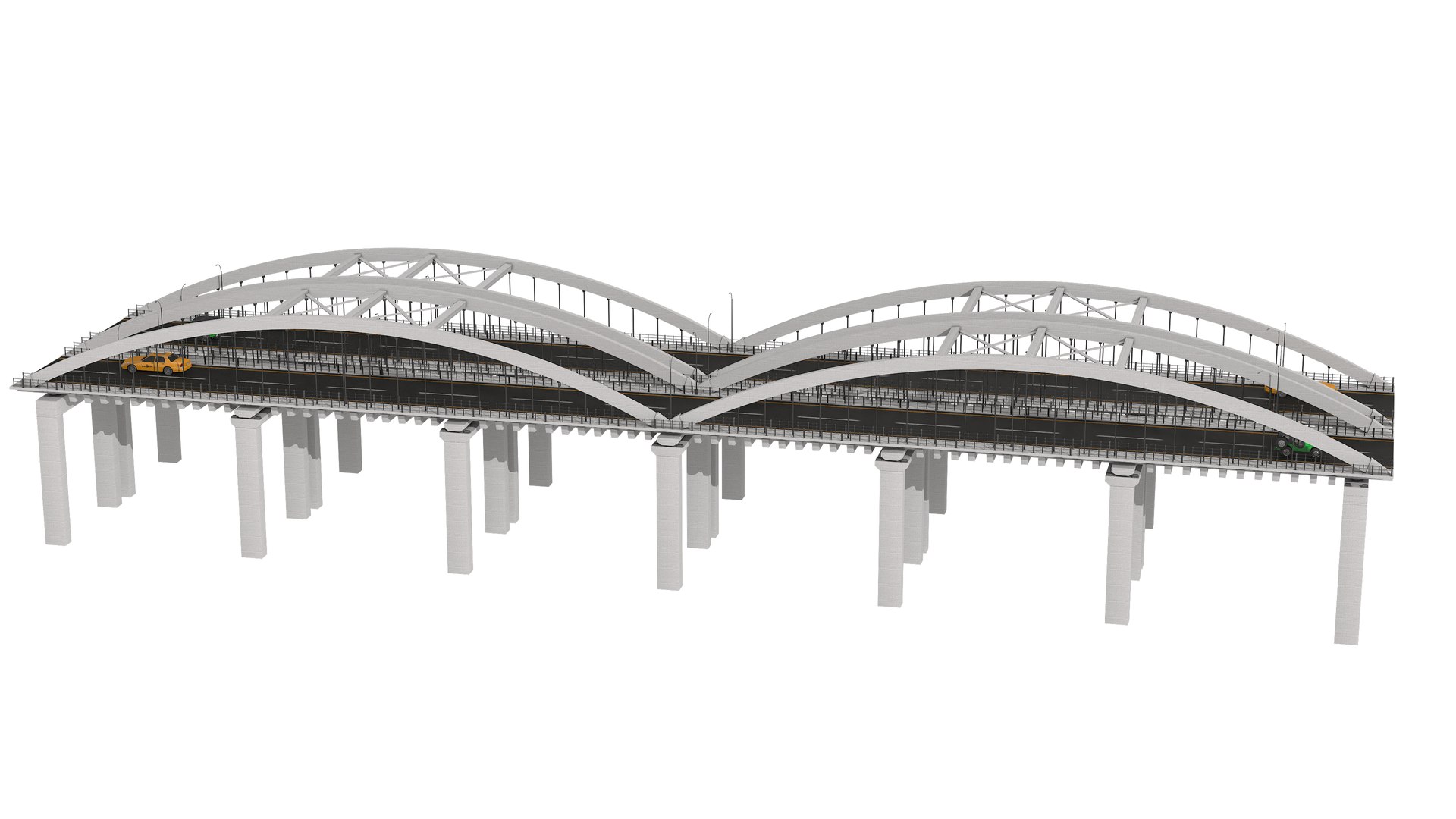 Two Lane Bridge And Cars 3D - TurboSquid 2400448