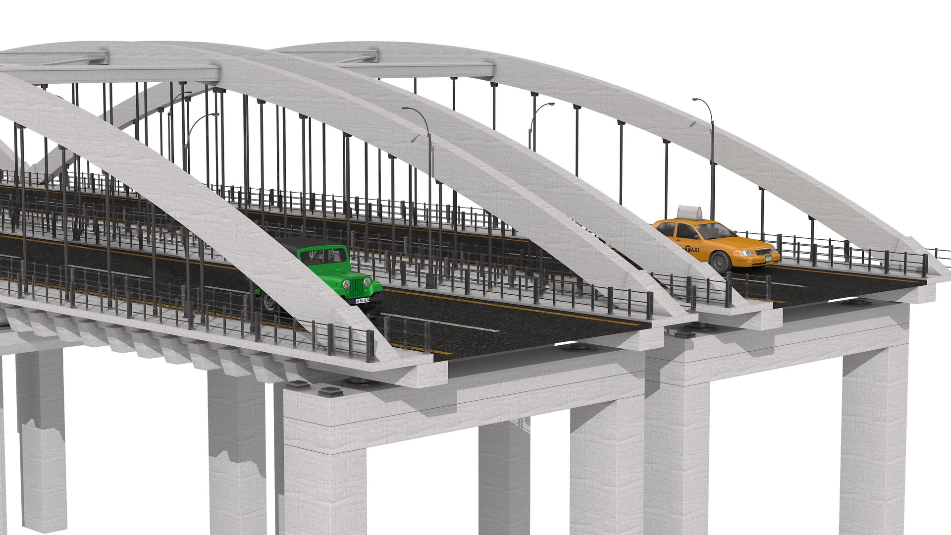 Two Lane Bridge And Cars 3D - TurboSquid 2400448
