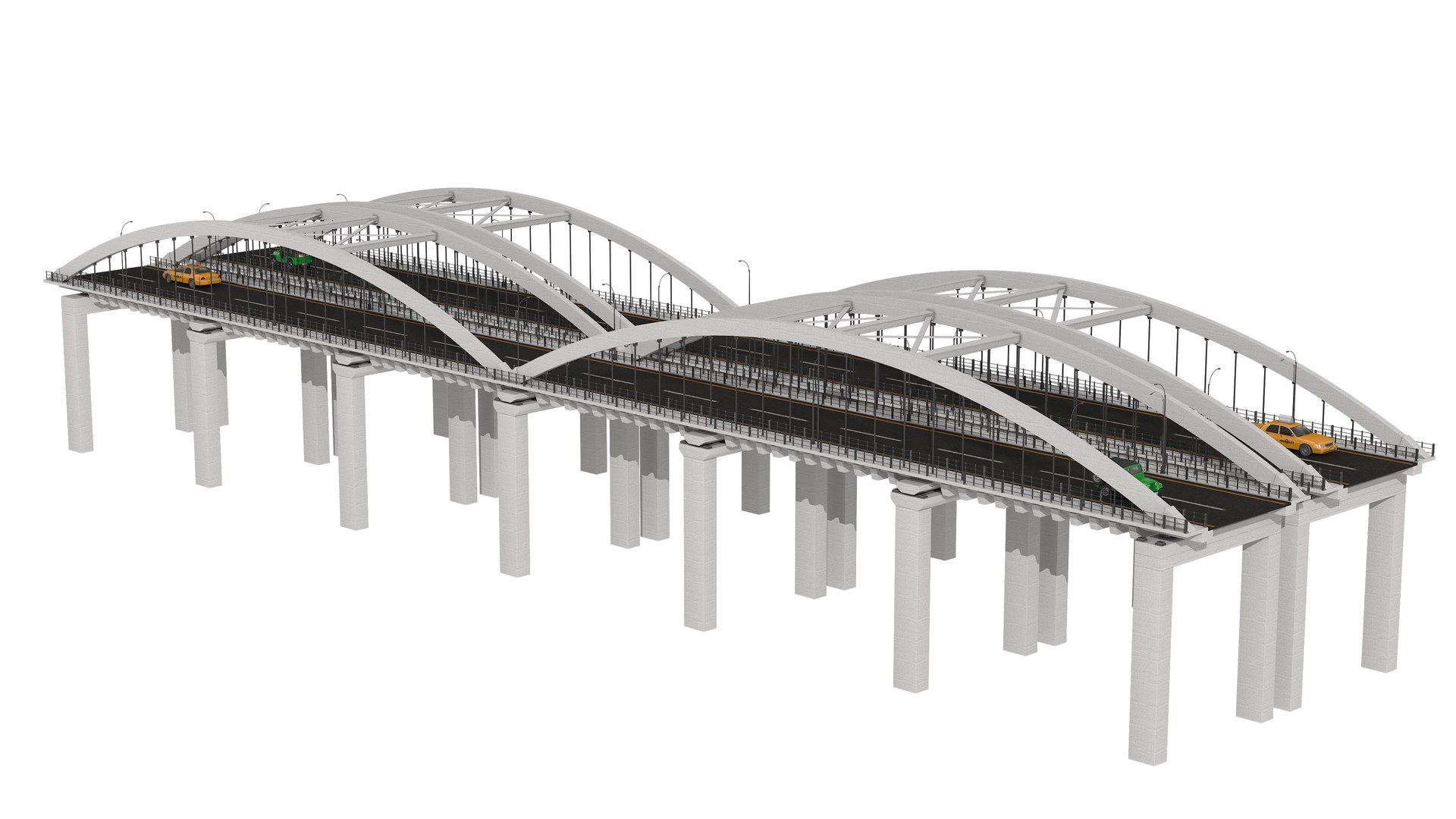 Two Lane Bridge And Cars 3D - TurboSquid 2400448