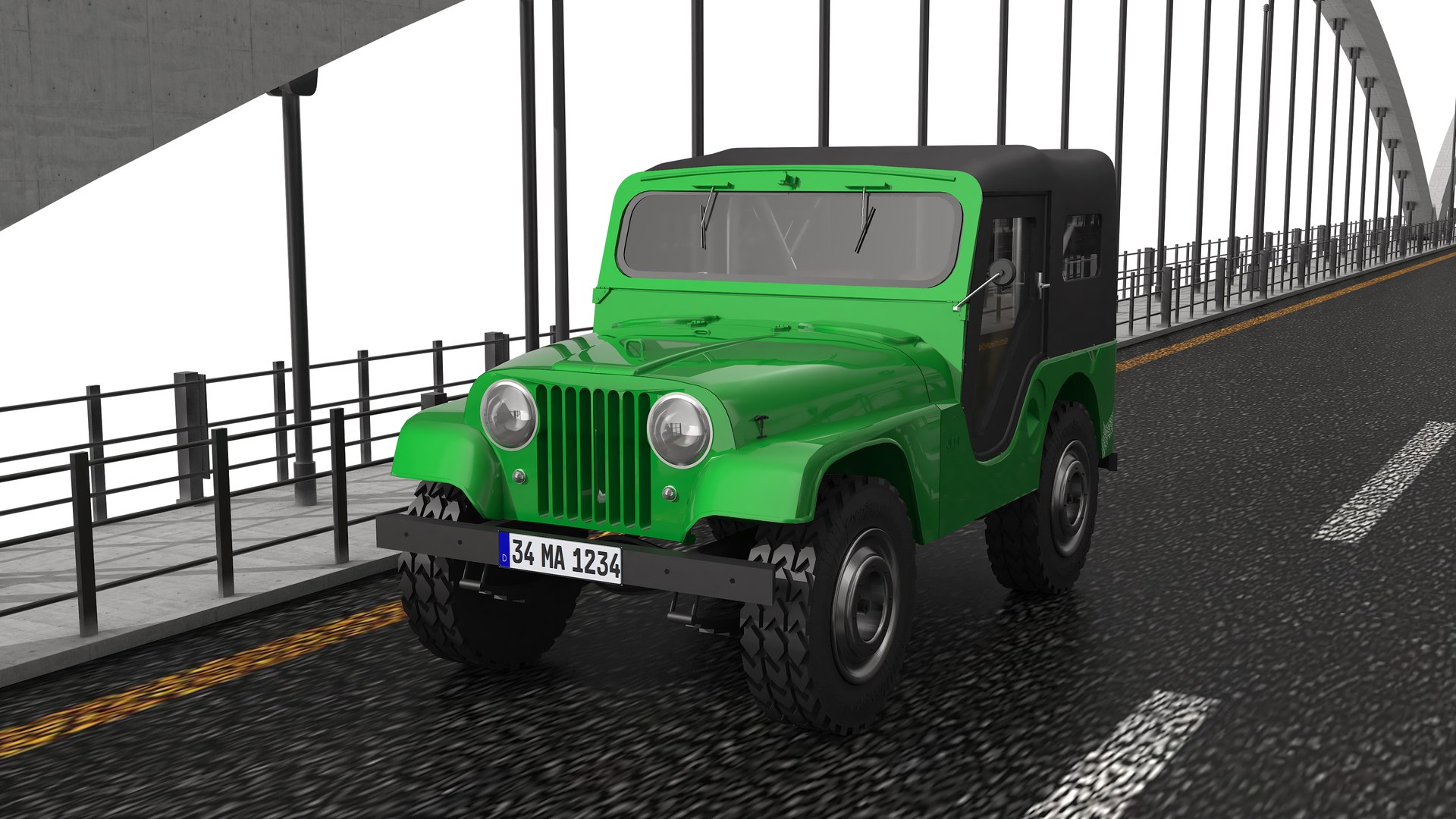 Two Lane Bridge And Cars 3D - TurboSquid 2400448