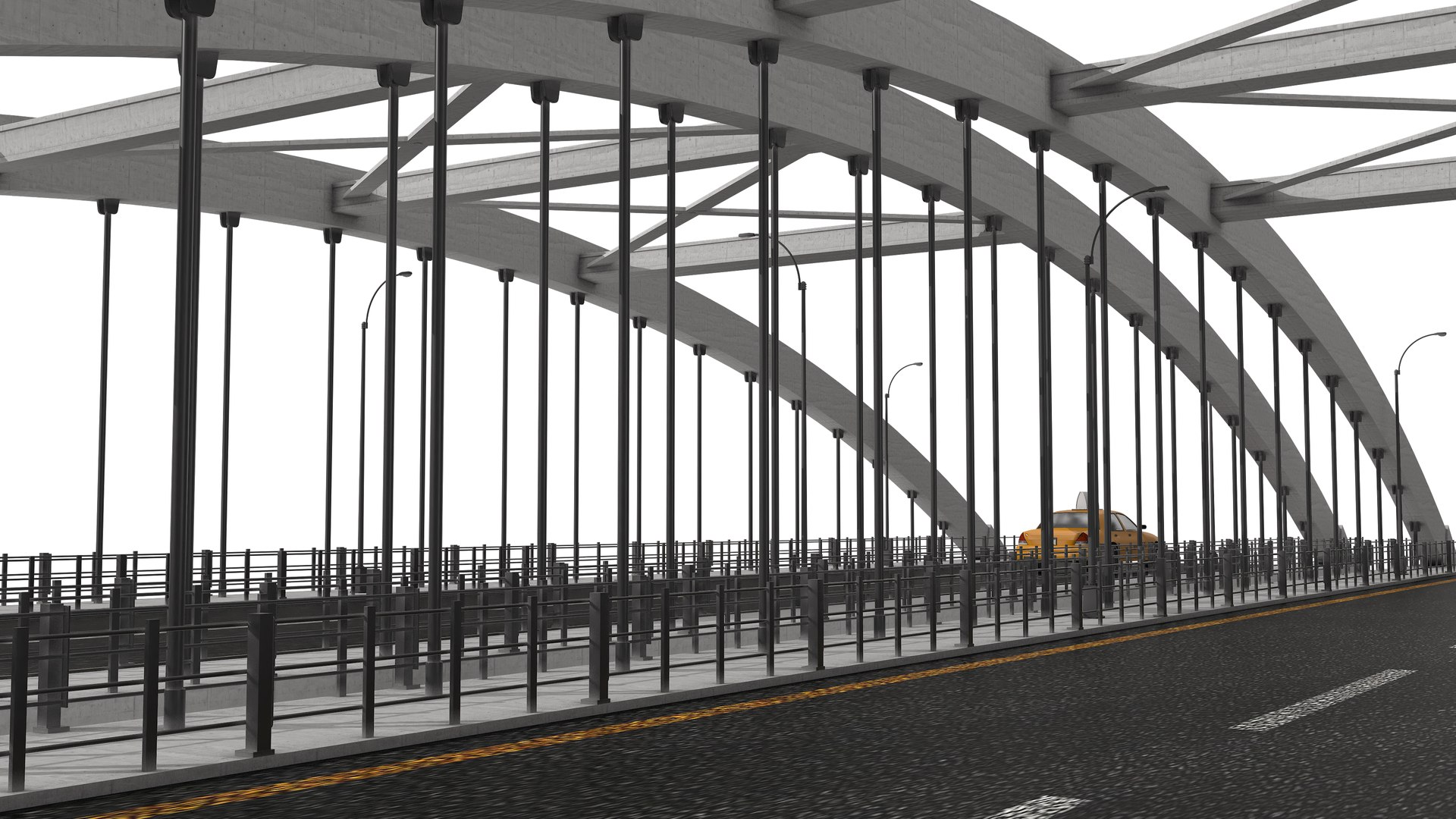 Two Lane Bridge And Cars 3D - TurboSquid 2400448