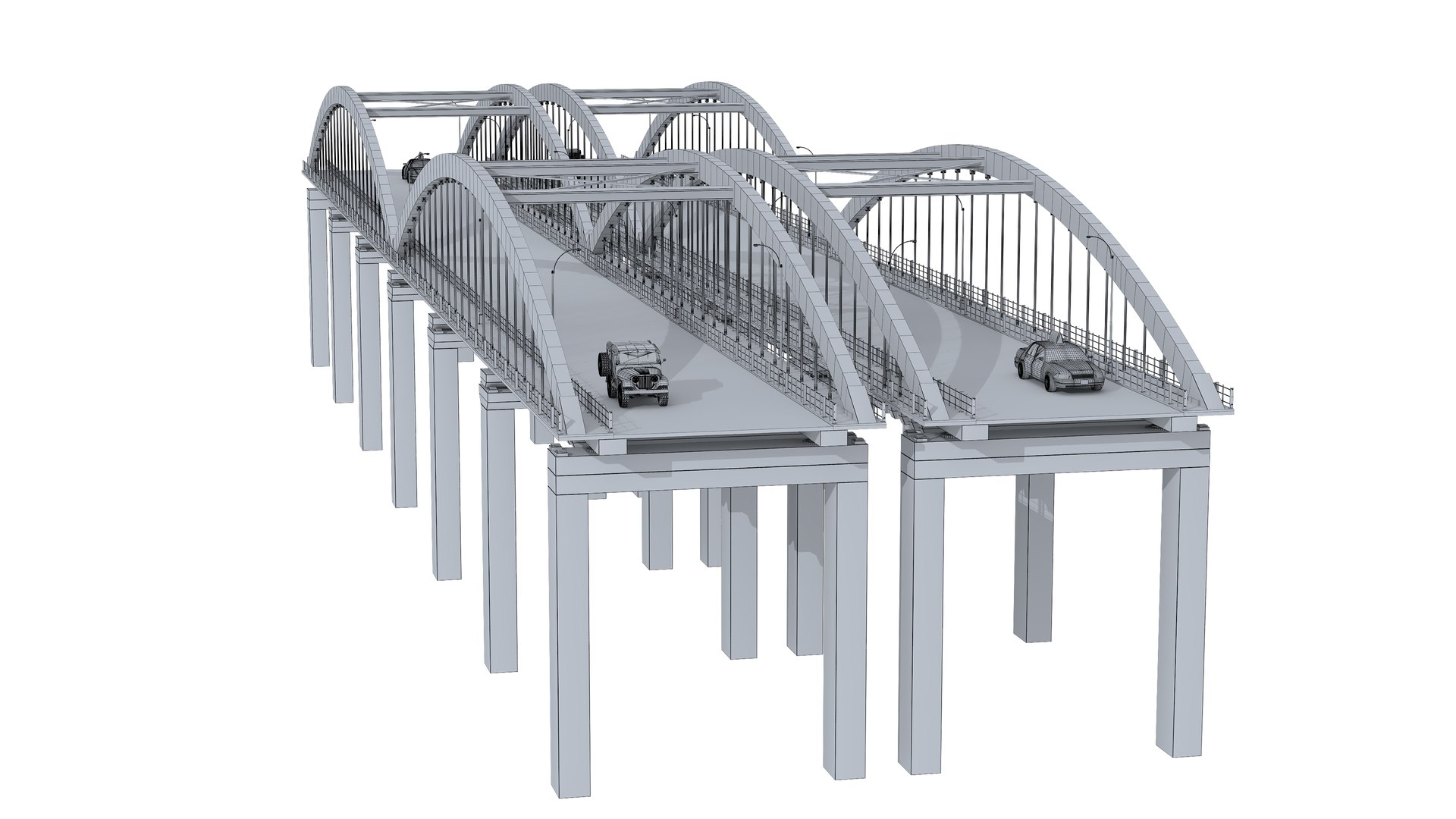 Two Lane Bridge And Cars 3D - TurboSquid 2400448
