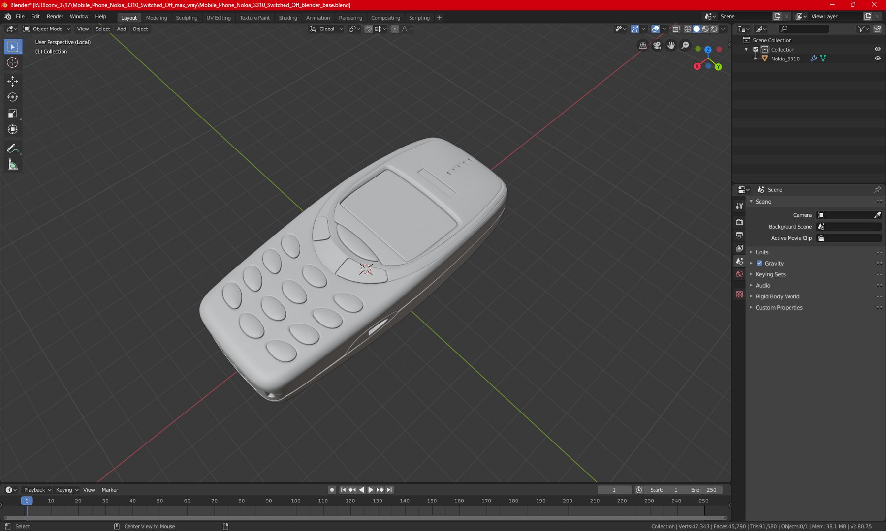 3D Old Scratched Cell Phone Black Switched On model - TurboSquid 2183364