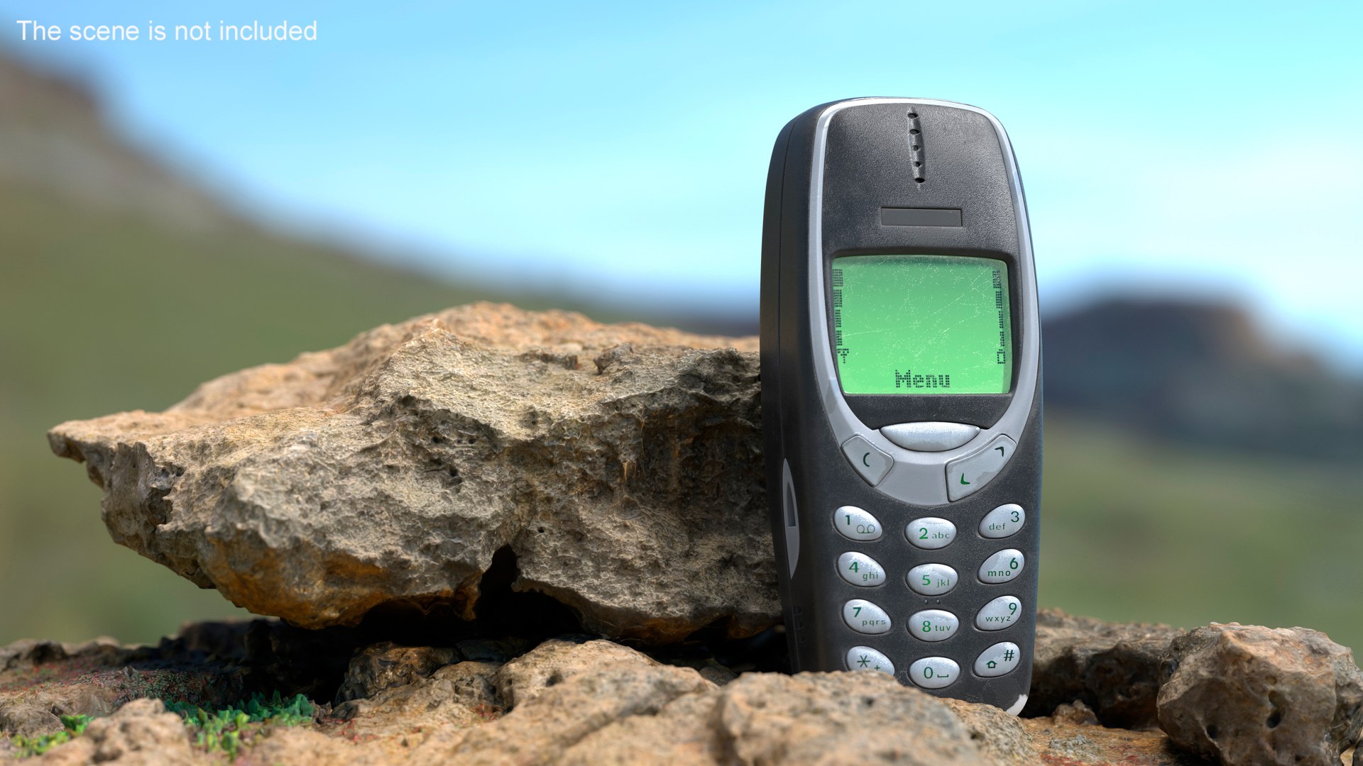 3D Old Scratched Cell Phone Black Switched On model - TurboSquid 2183364