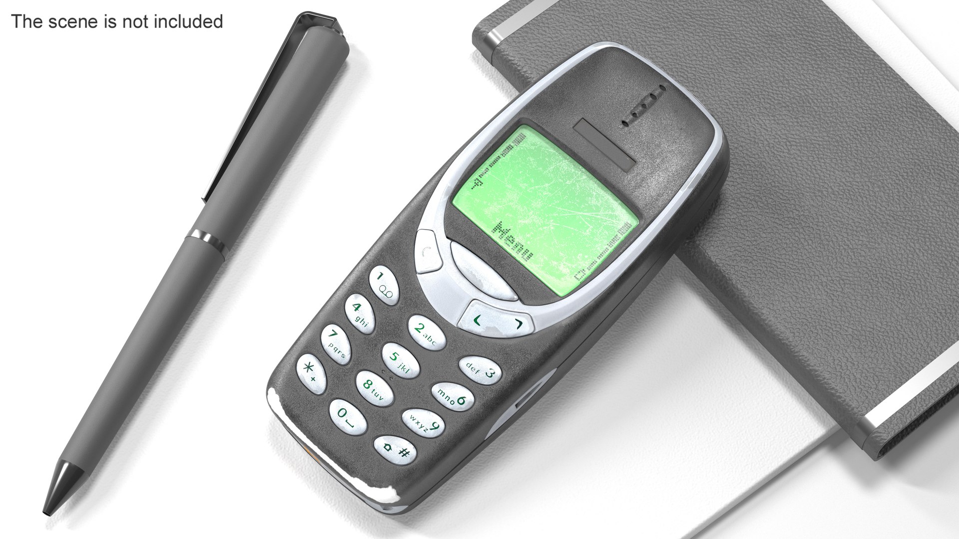 3D Old Scratched Cell Phone Black Switched On model - TurboSquid 2183364