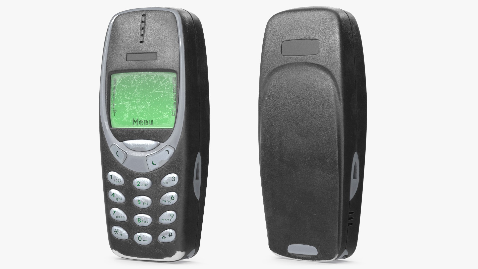 3D Old Scratched Cell Phone Black Switched On model - TurboSquid 2183364