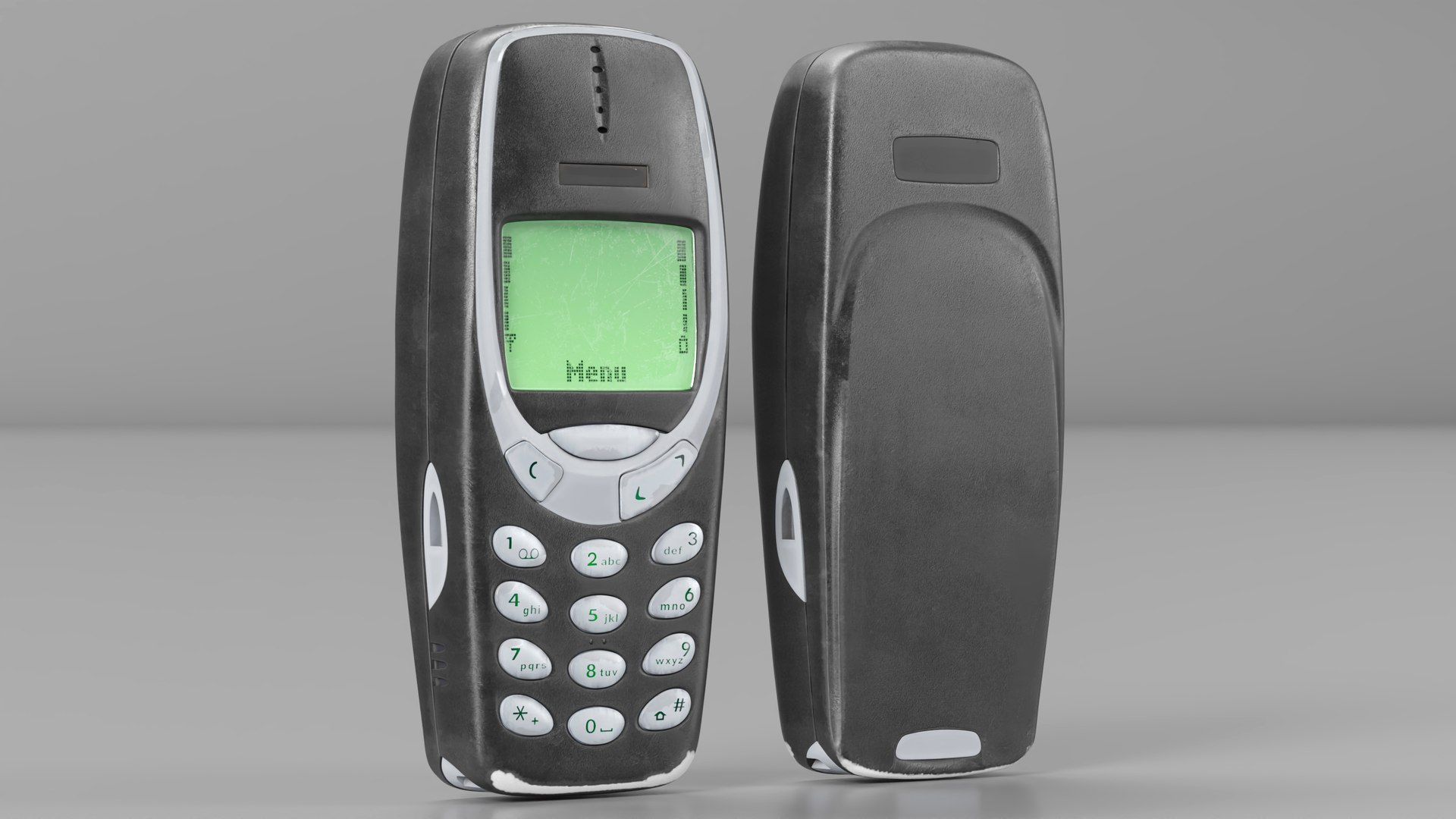 3D Old Scratched Cell Phone Black Switched On model - TurboSquid 2183364