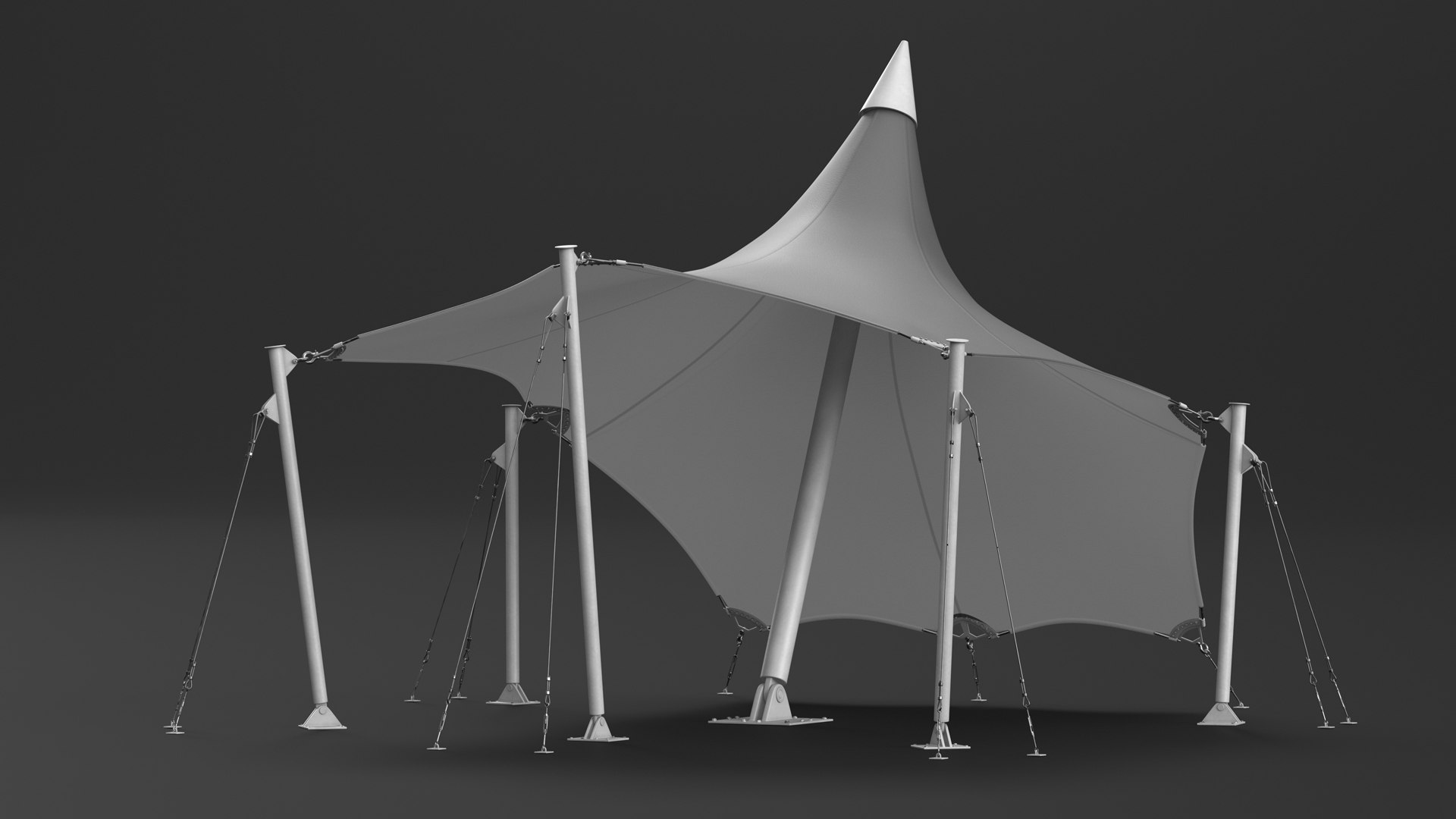Tensile Fabric Tent Grey 3D Model - TurboSquid 2277639