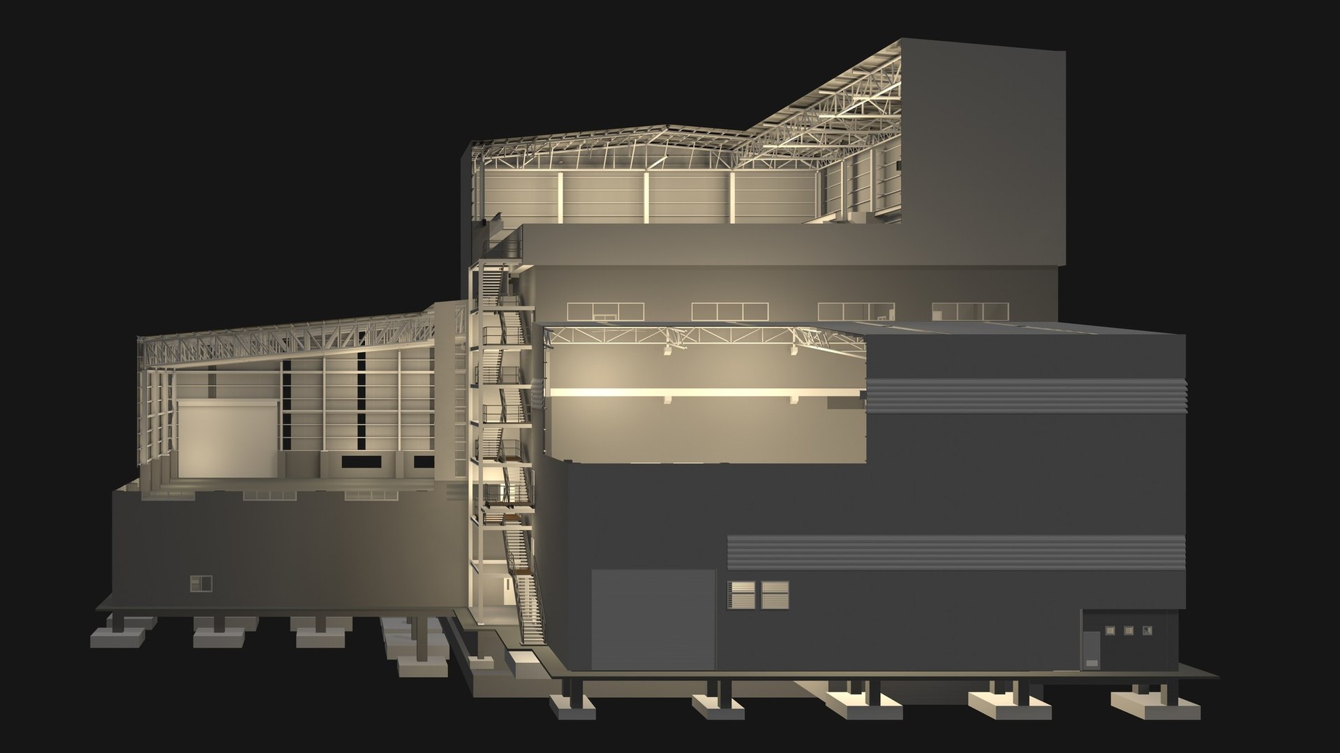 3D Building In Cutaway Section - TurboSquid 2389546