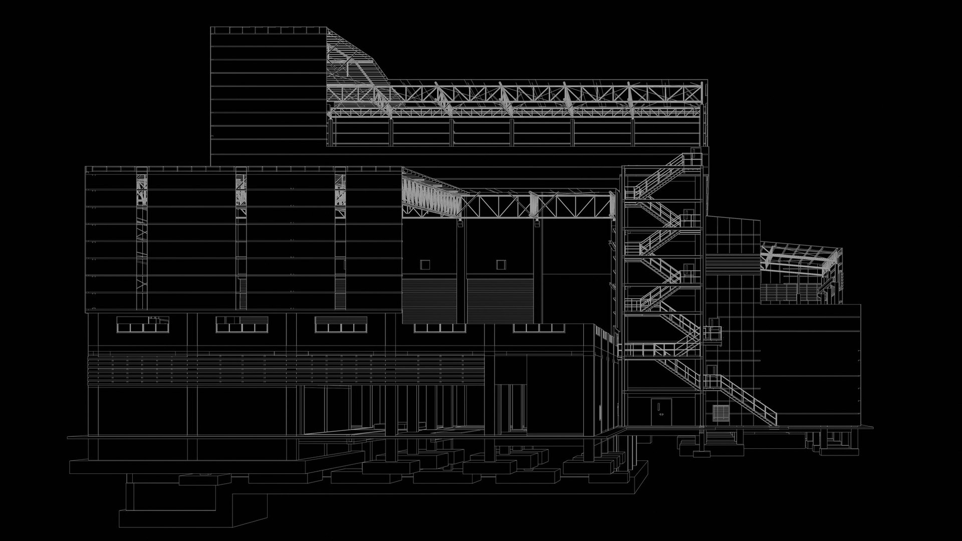 Industrial Building In Cutaway Section 25i17 3D Model - TurboSquid 2351141