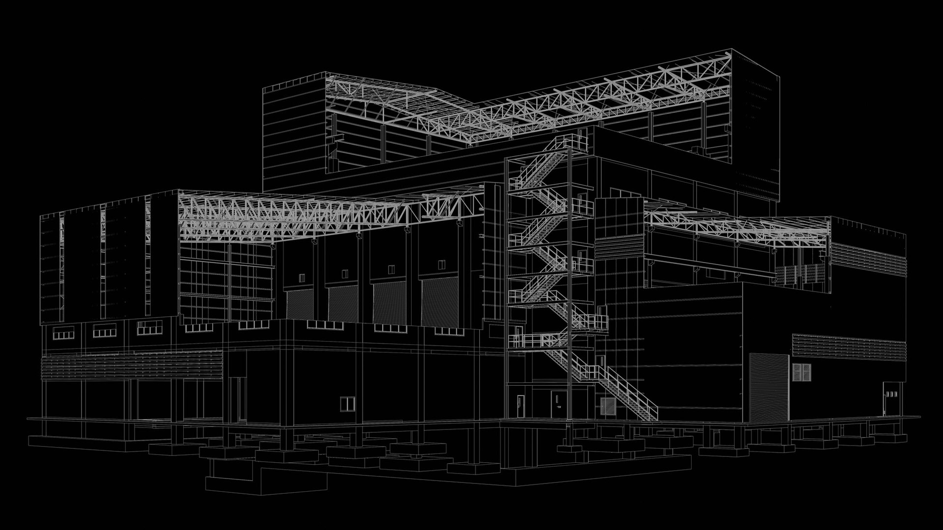 Industrial Building In Cutaway Section 25i17 3D Model - TurboSquid 2351141