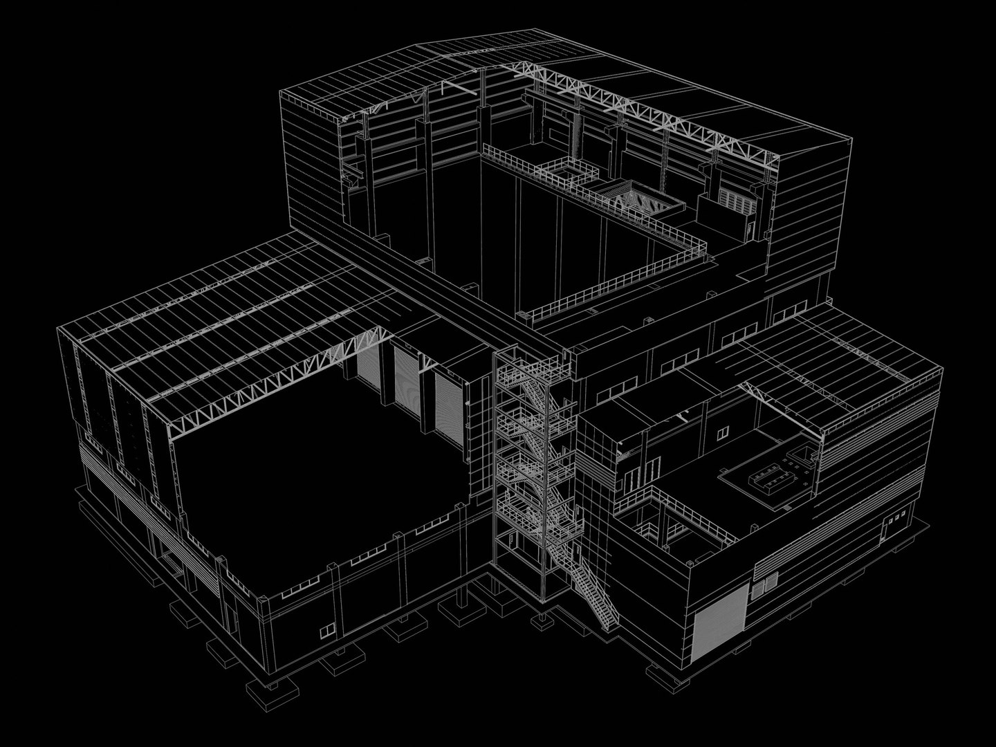 Industrial Building In Cutaway Section 25i17 3D Model - TurboSquid 2351141