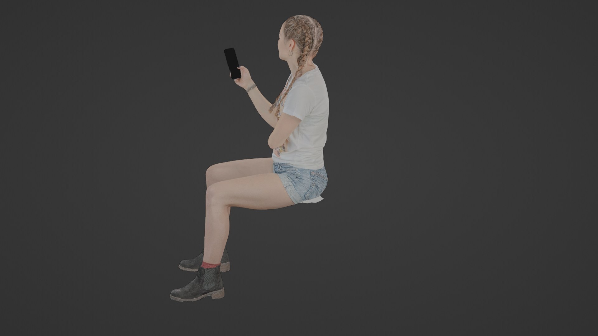 Woman Sitting Using Smart Phone - Photo Scan 3D Model Model ...