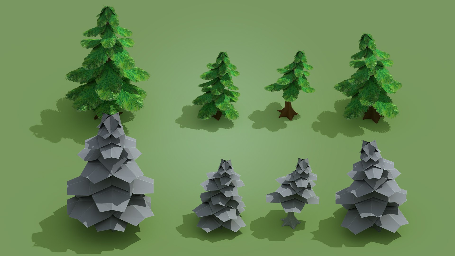 3D Cartoon Trees Pack - TurboSquid 1565313