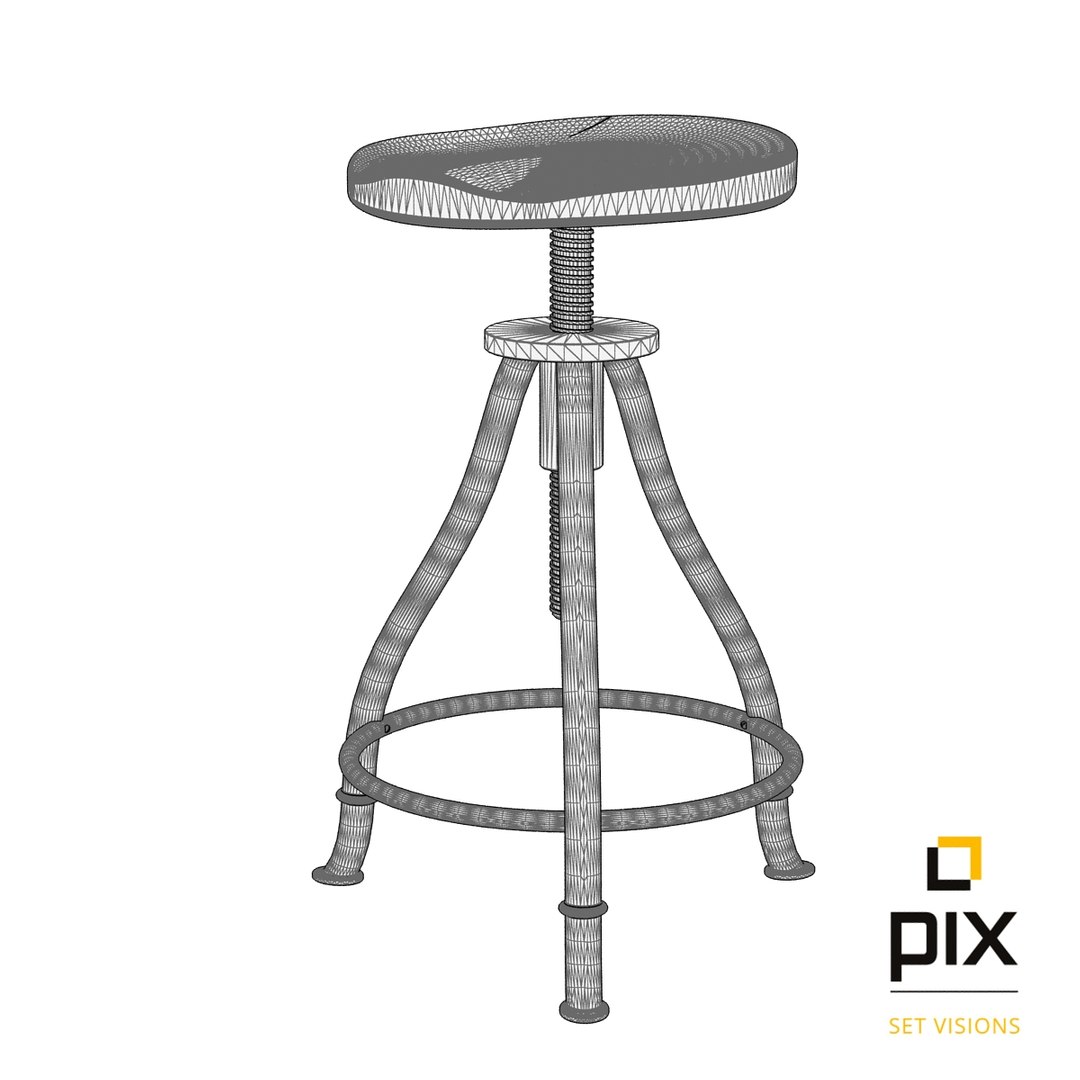 3d realistic height adjustable stool