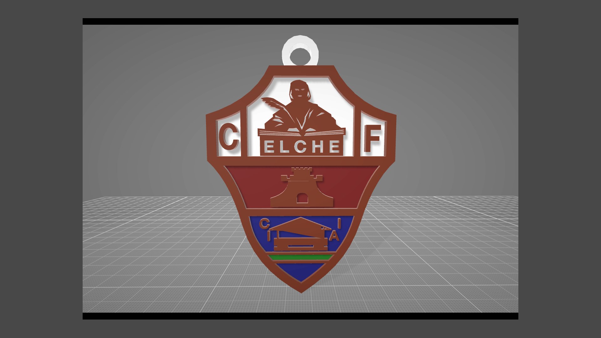 Elche Club Logo Team Printable And Renderable Keychan 3D Model ...