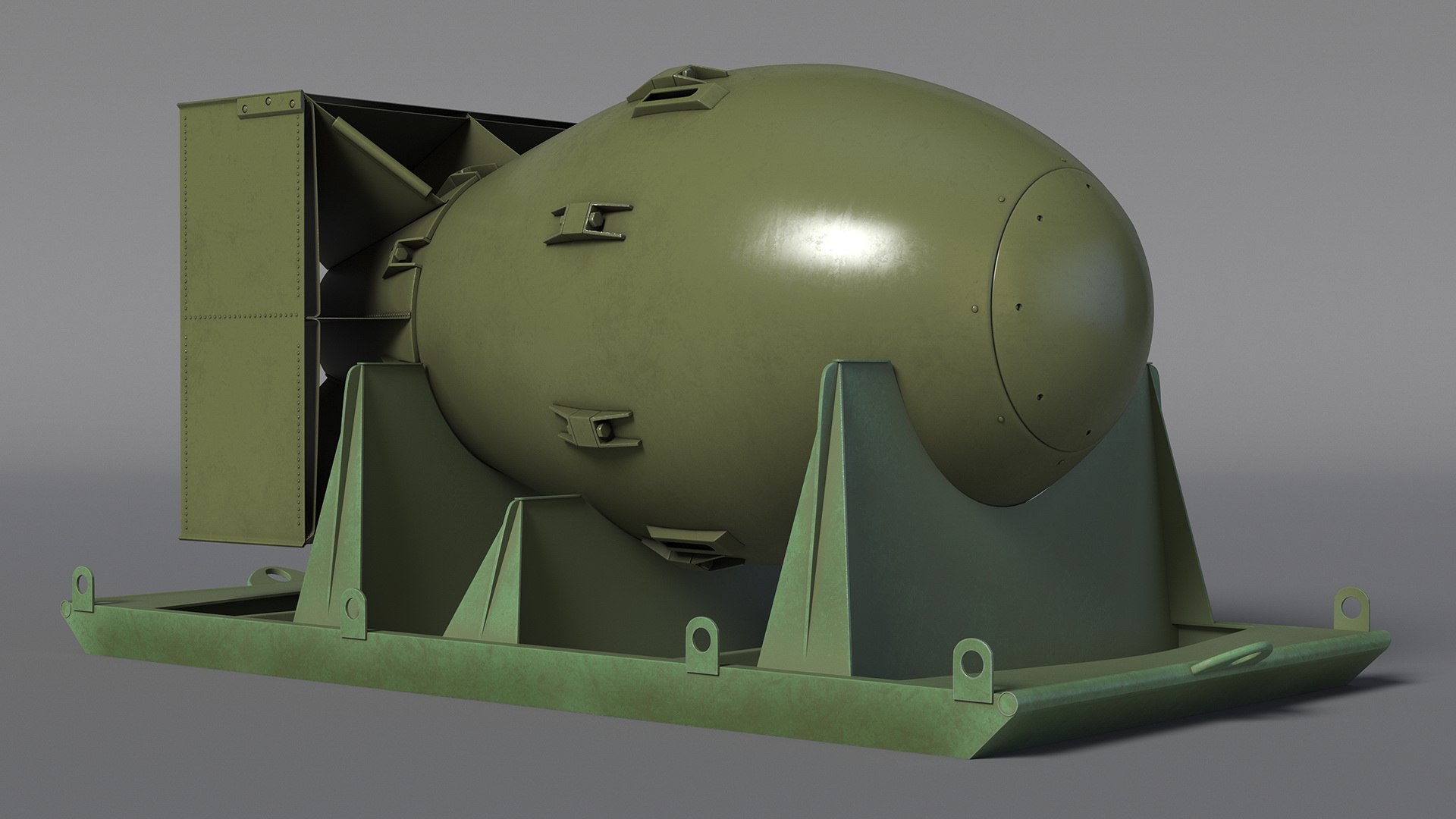 Atomic Bomb Fat Man Green With Shipping Pallet Model - TurboSquid 2248335