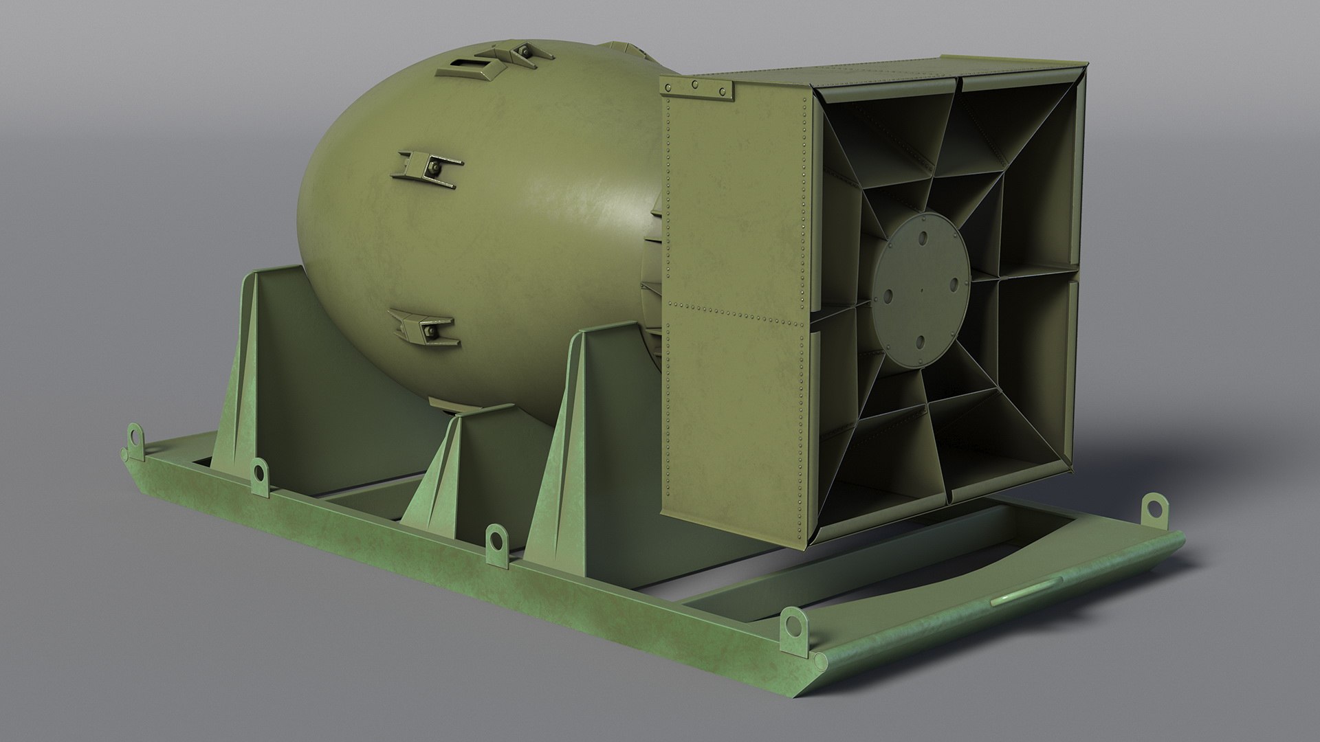 Atomic Bomb Fat Man Green With Shipping Pallet Model - TurboSquid 2248335