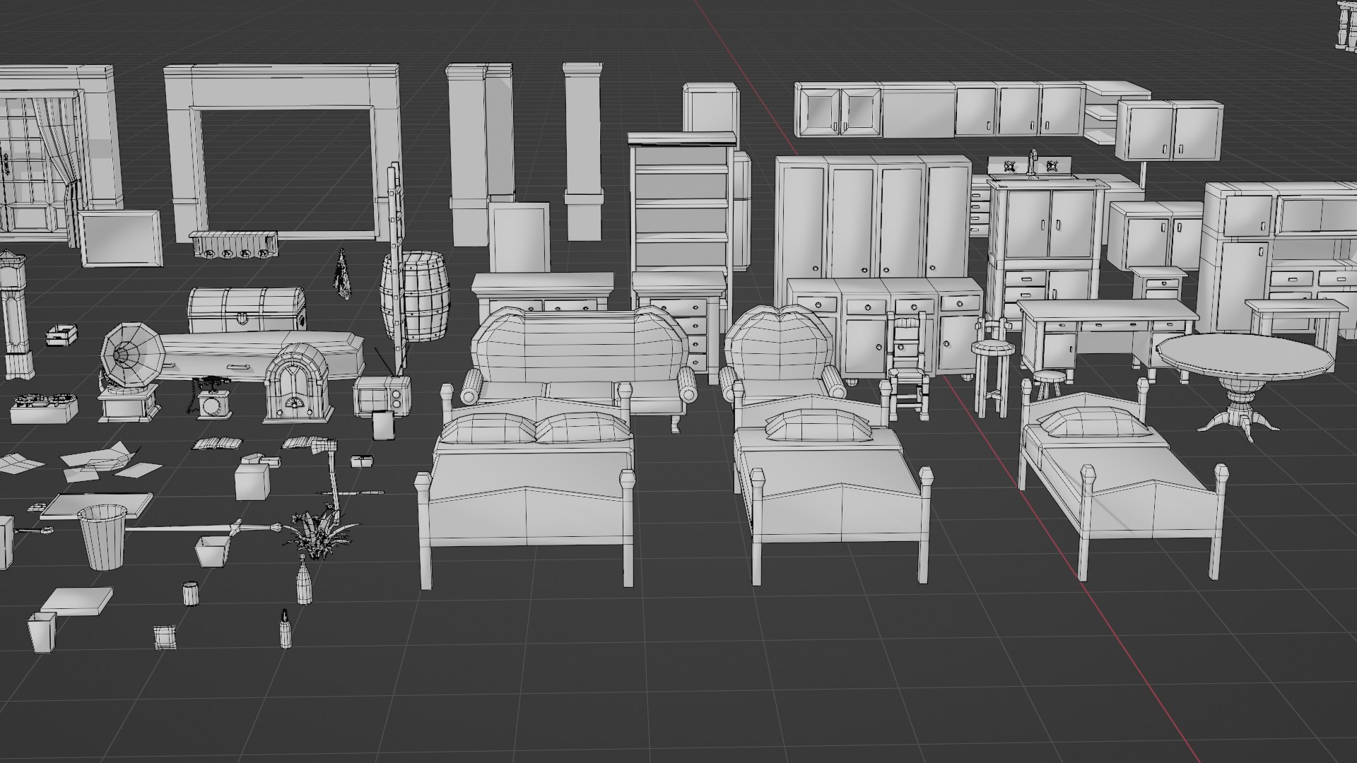 Asset Pack Low Poly Horror House 3D Model - TurboSquid 2035118