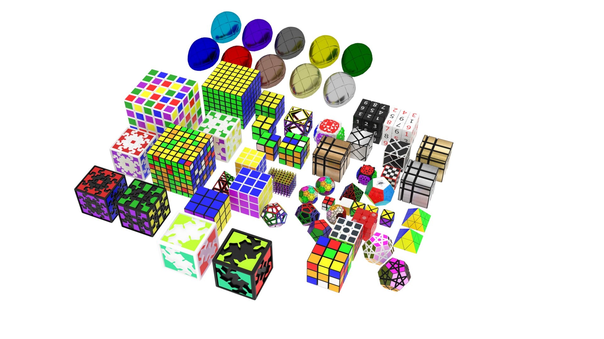 3D Different Type Of Cubiks Cube Collection Model - TurboSquid 1786312