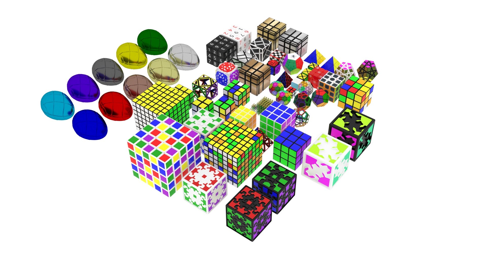 3D Different Type Of Cubiks Cube Collection Model - TurboSquid 1786312