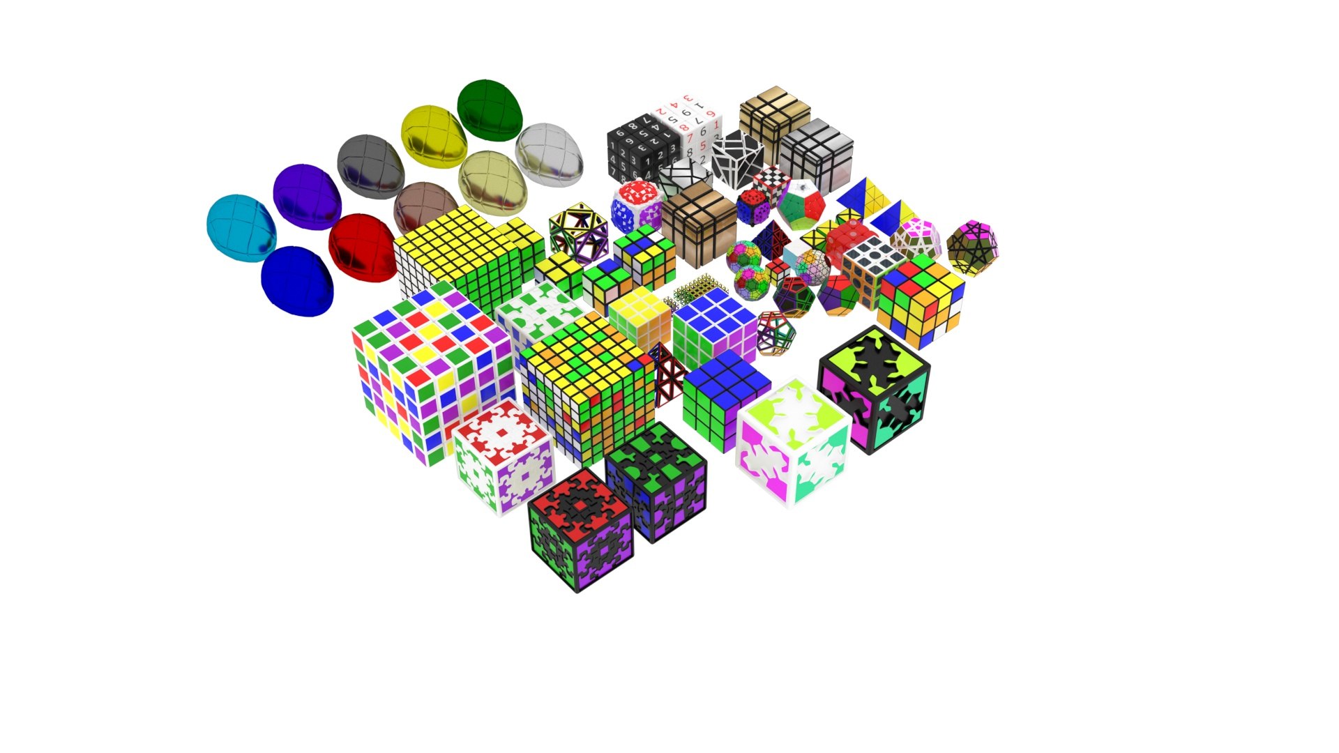 3D Different Type Of Cubiks Cube Collection Model - TurboSquid 1786312
