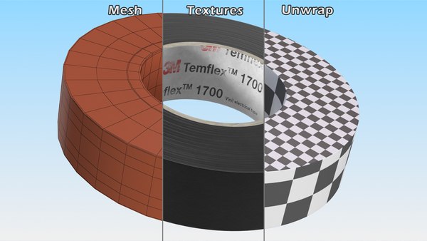 Temflex 3M Vinyl Electrical Tape Black 3D model - TurboSquid 1830794