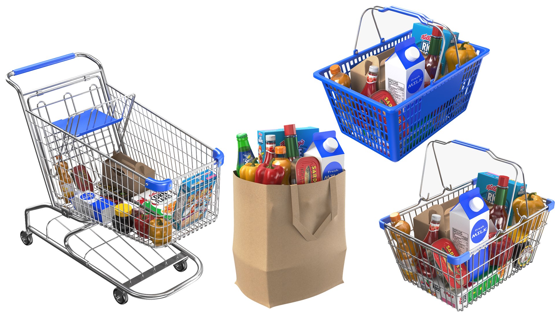 Full Detailed Shopping Carts Collection model - TurboSquid 2053111
