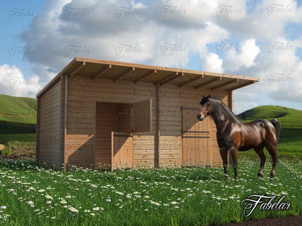 3d stables grass horse