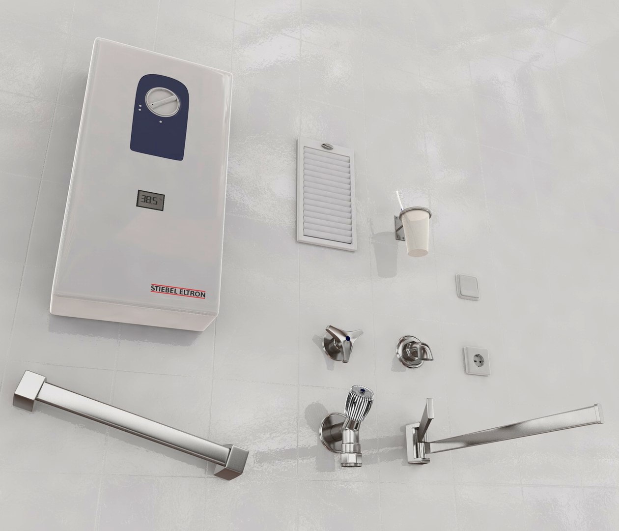 Bathroom Flow-type Heater 3d Model