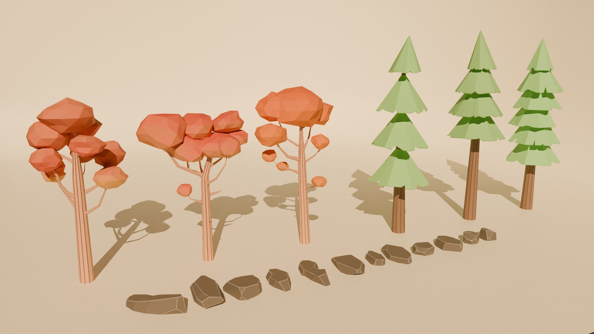 Free 3D Low Poly Trees And Rocks - TurboSquid 2400328