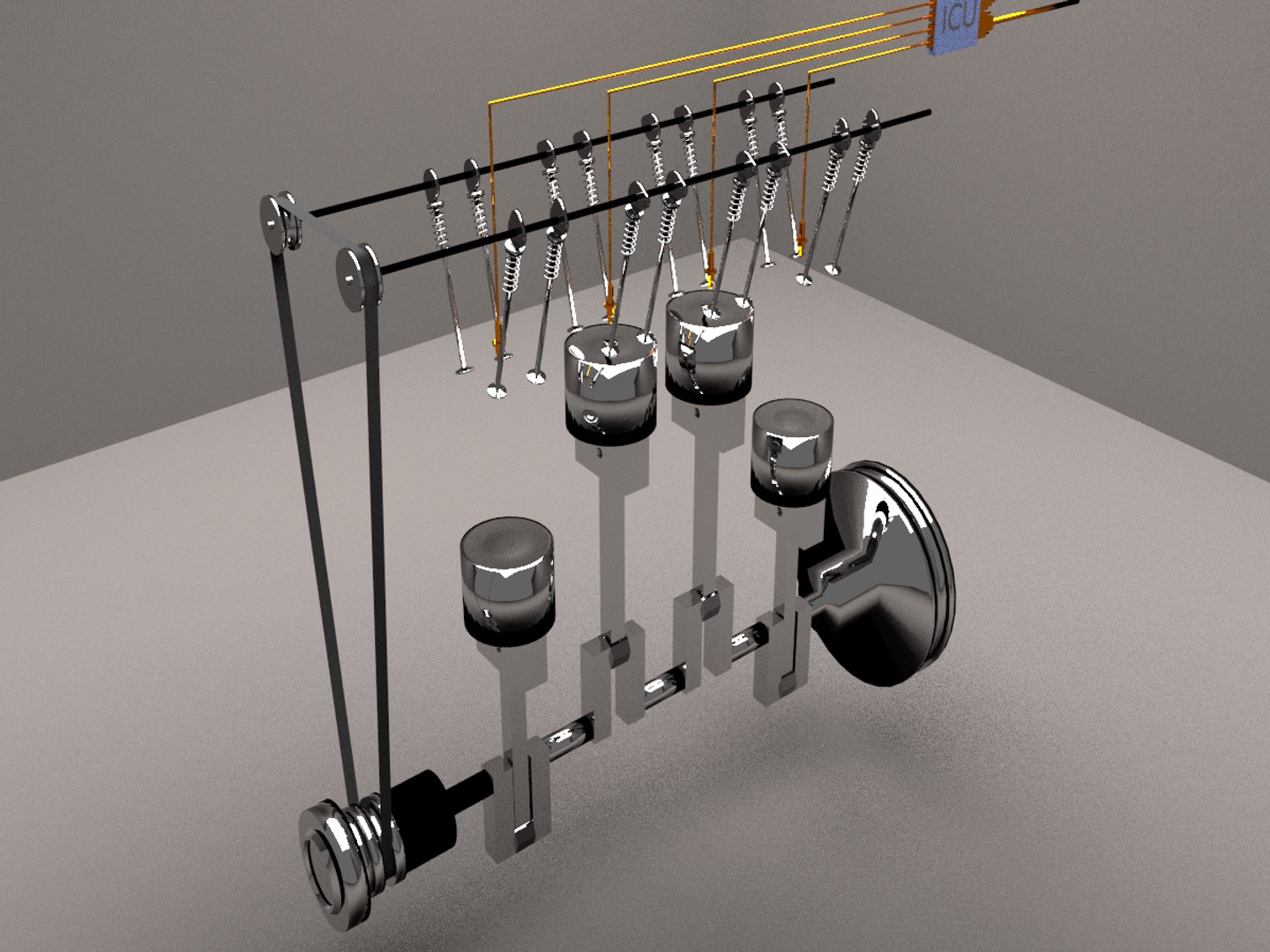 3ds Inline-four Engine Animation