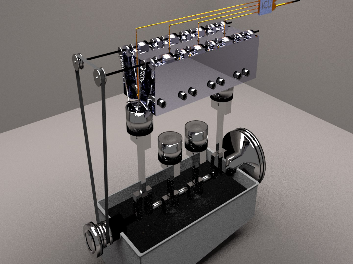 3ds Inline-four Engine Animation