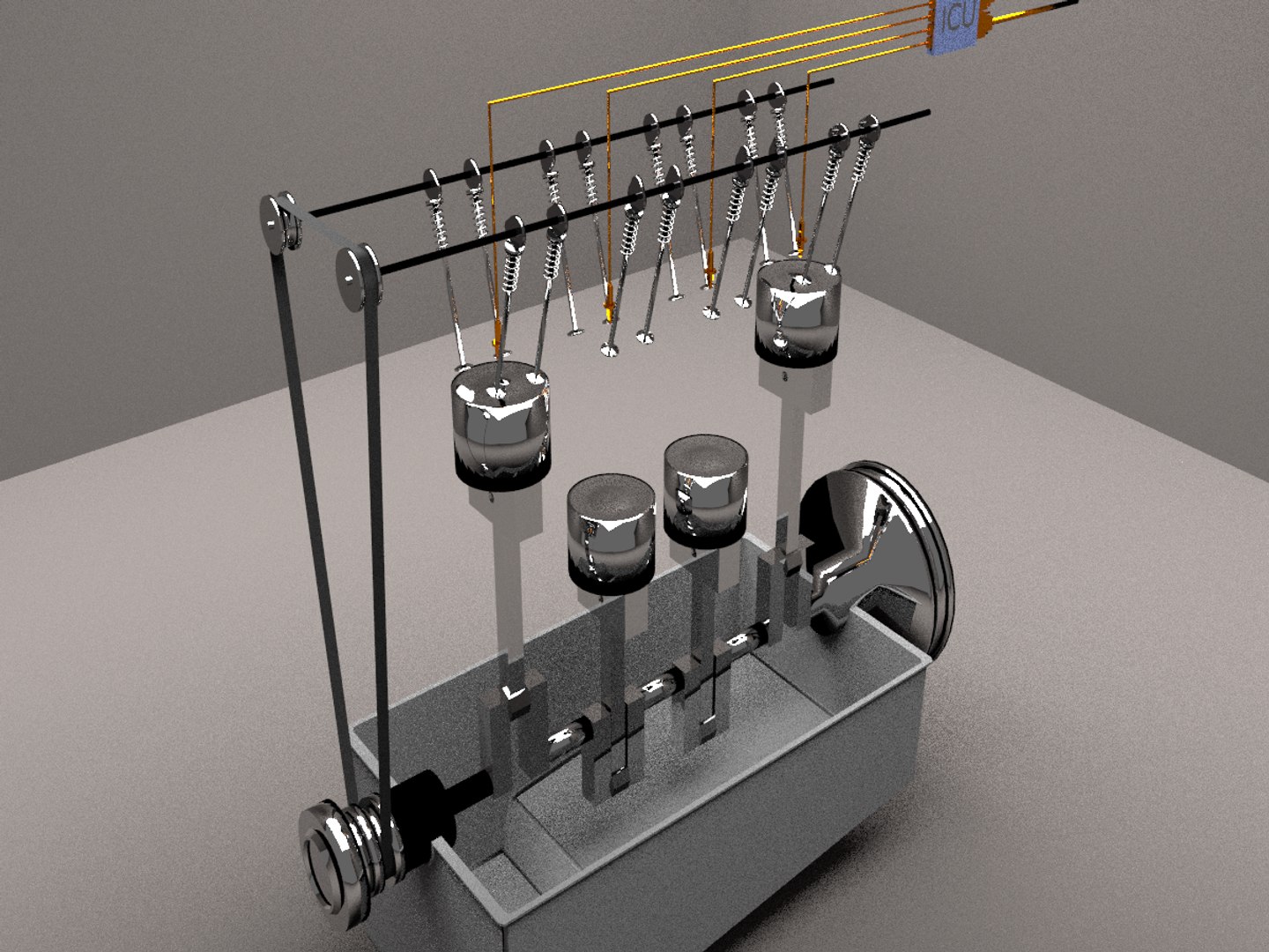 3ds Inline-four Engine Animation