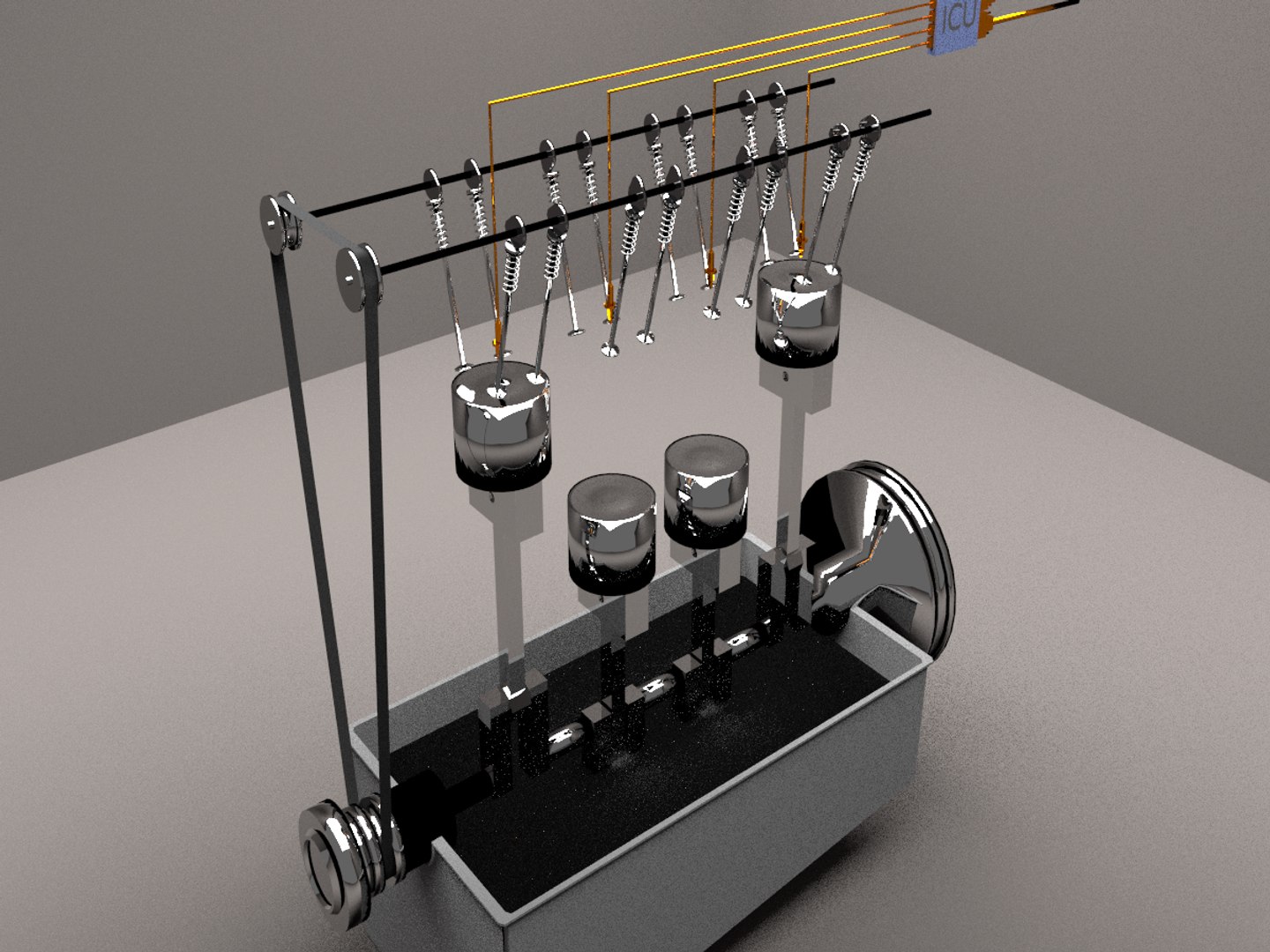 3ds Inline-four Engine Animation