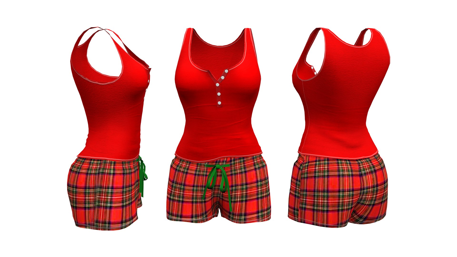 Short And Tank Pyjama Set Model - TurboSquid 1816398