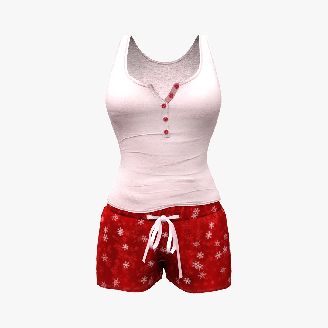 Short and Tank Pyjama Set model - TurboSquid 1816398