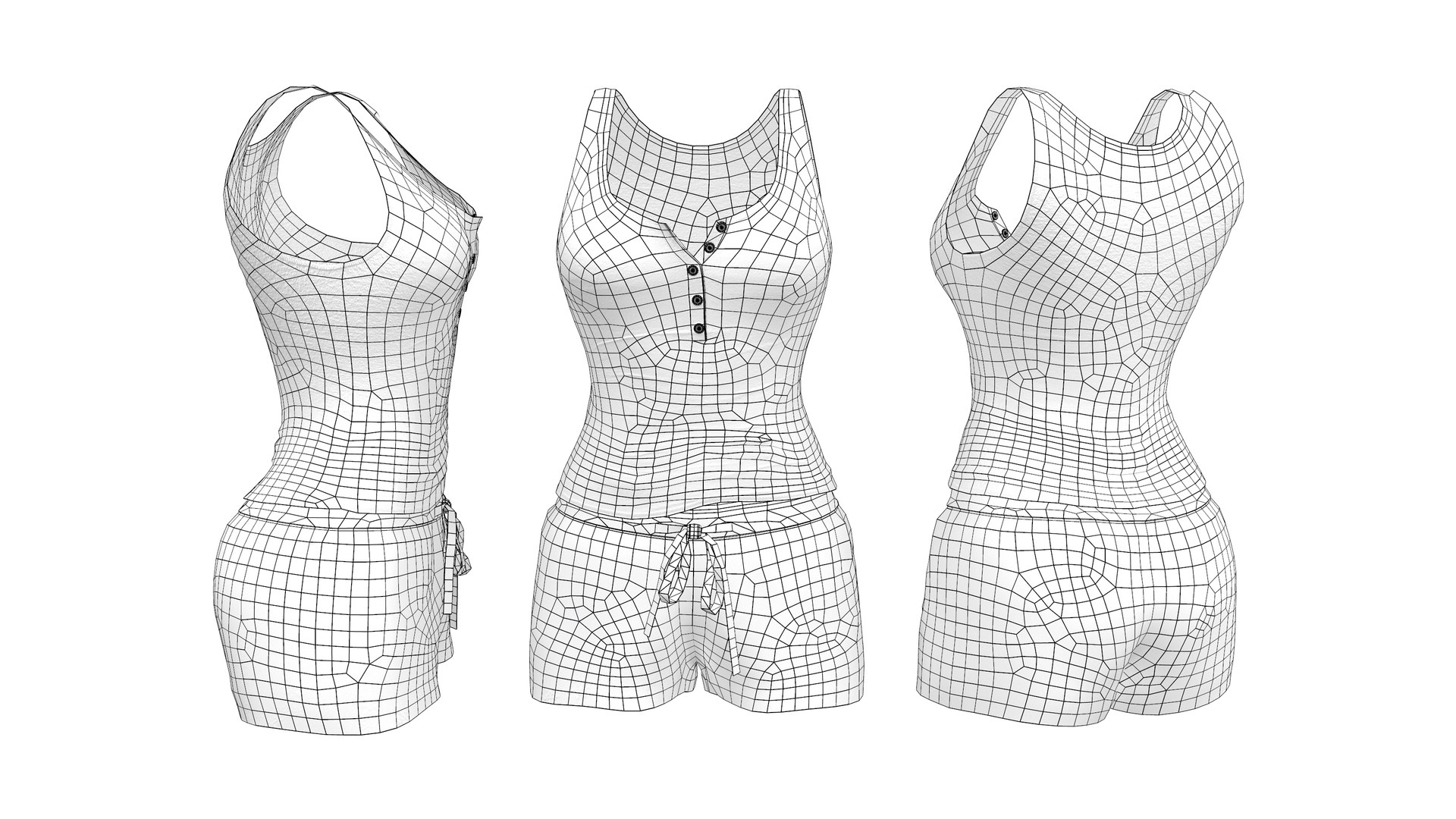 Short And Tank Pyjama Set Model - TurboSquid 1816398