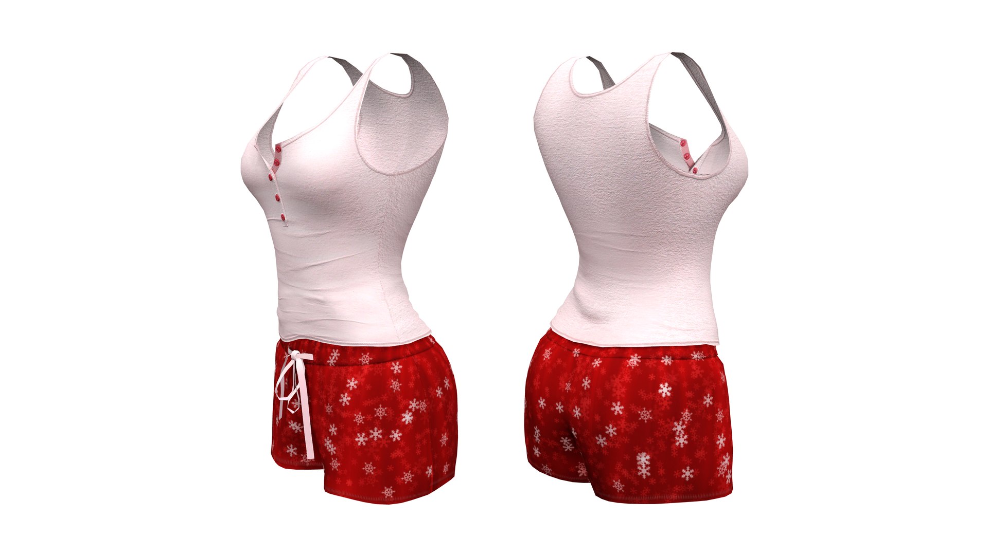 Short And Tank Pyjama Set Model - TurboSquid 1816398