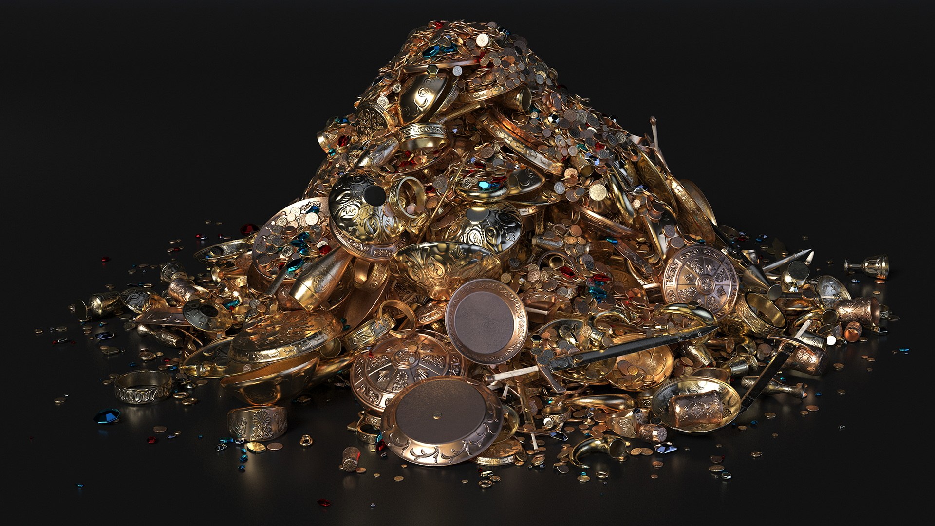 3D Large Pile of Treasures model - TurboSquid 2177890