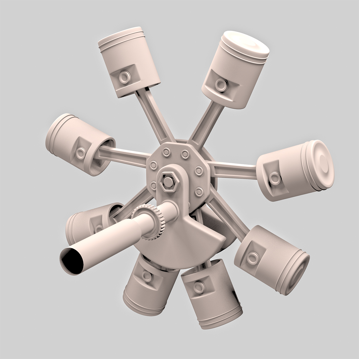 radial engine 3d max