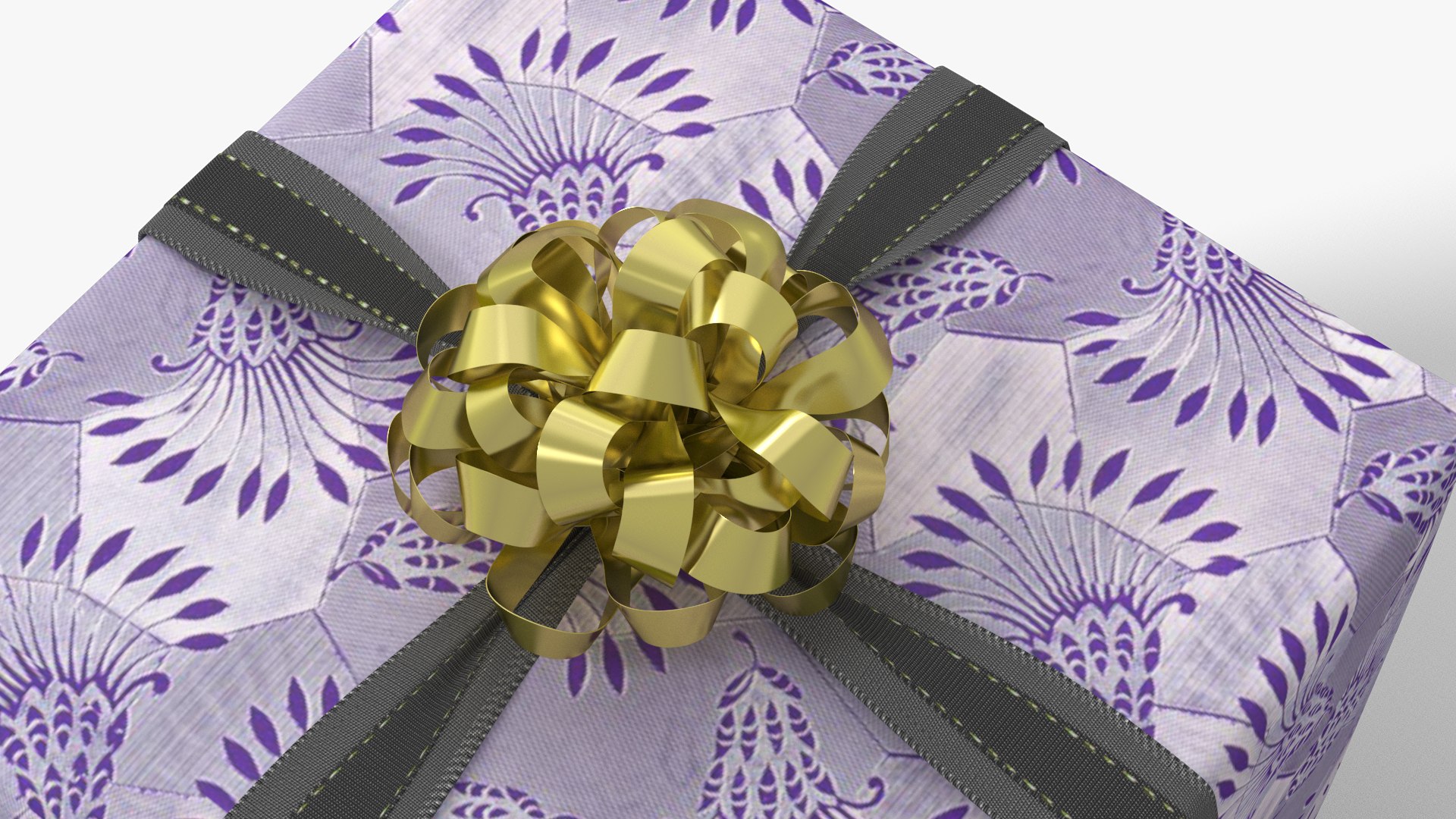 Wrapped Gift Box With Bow Floral Pattern 3D Model - TurboSquid 2279343